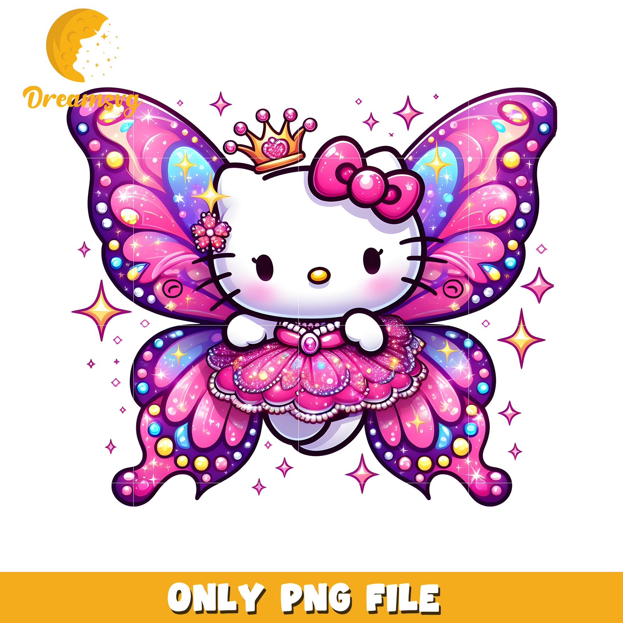 Hello Kitty Butterfly PNG Digital Art – DreamSVG Store
