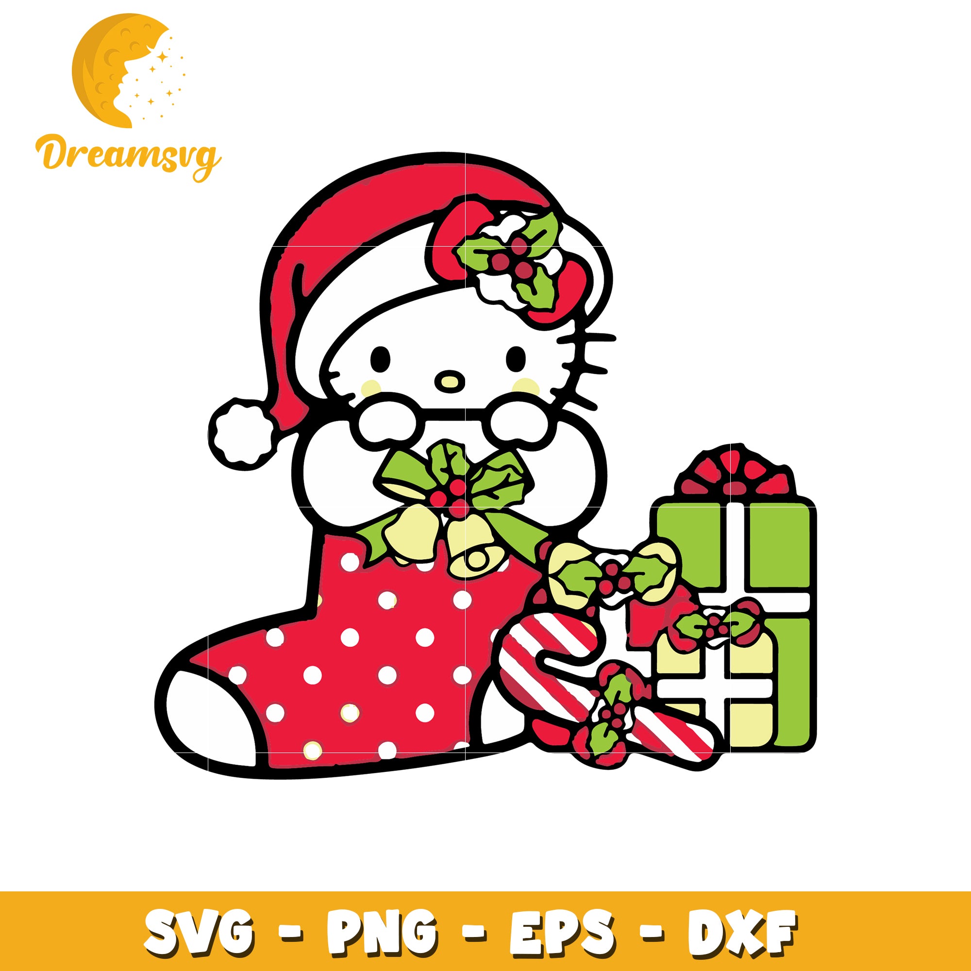 Hello Kitty Christmas SVG Clipart for Festive Designs and Crafts ...