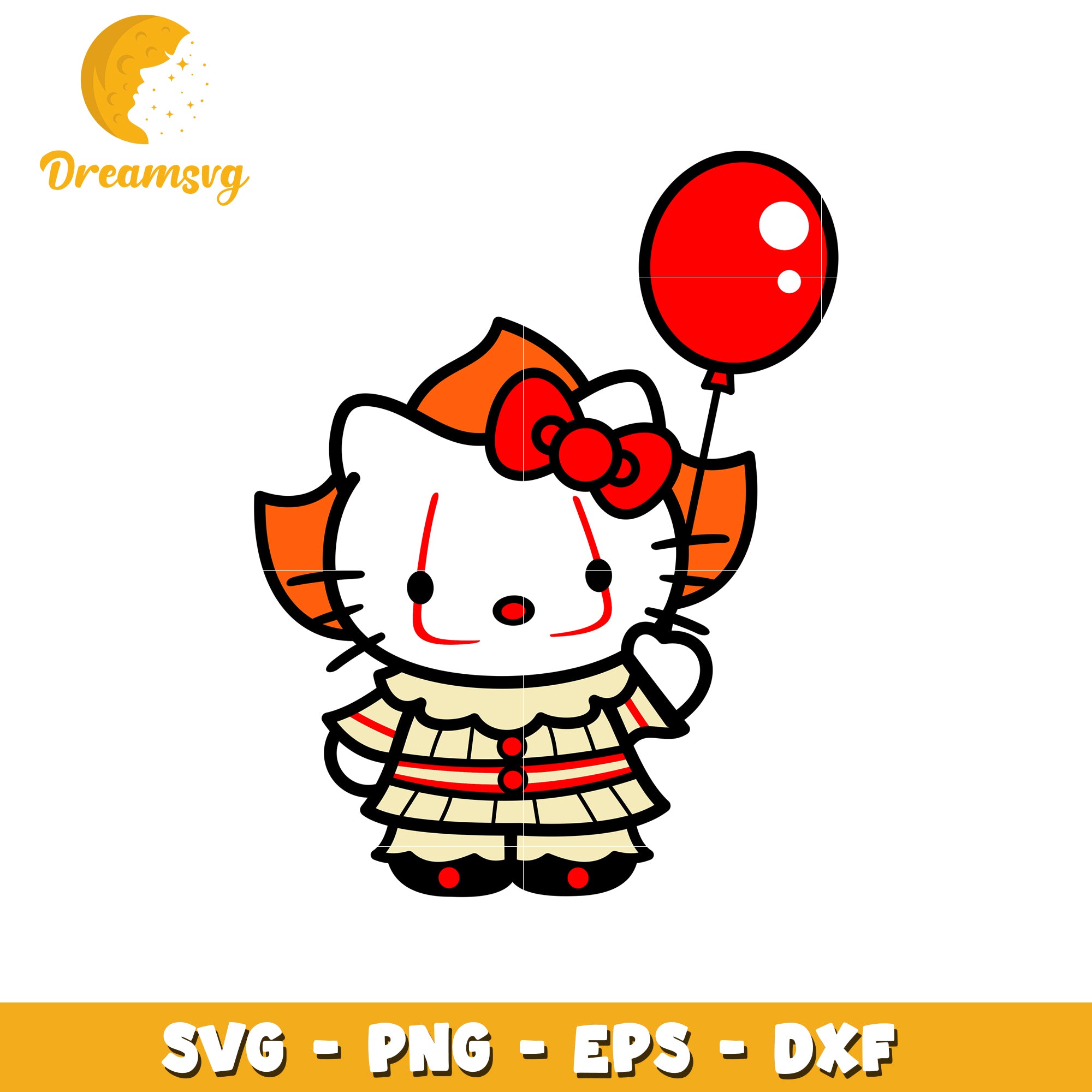 Hello Kitty Clown SVG Design for Fun Crafts and Projects – DreamSVG Store