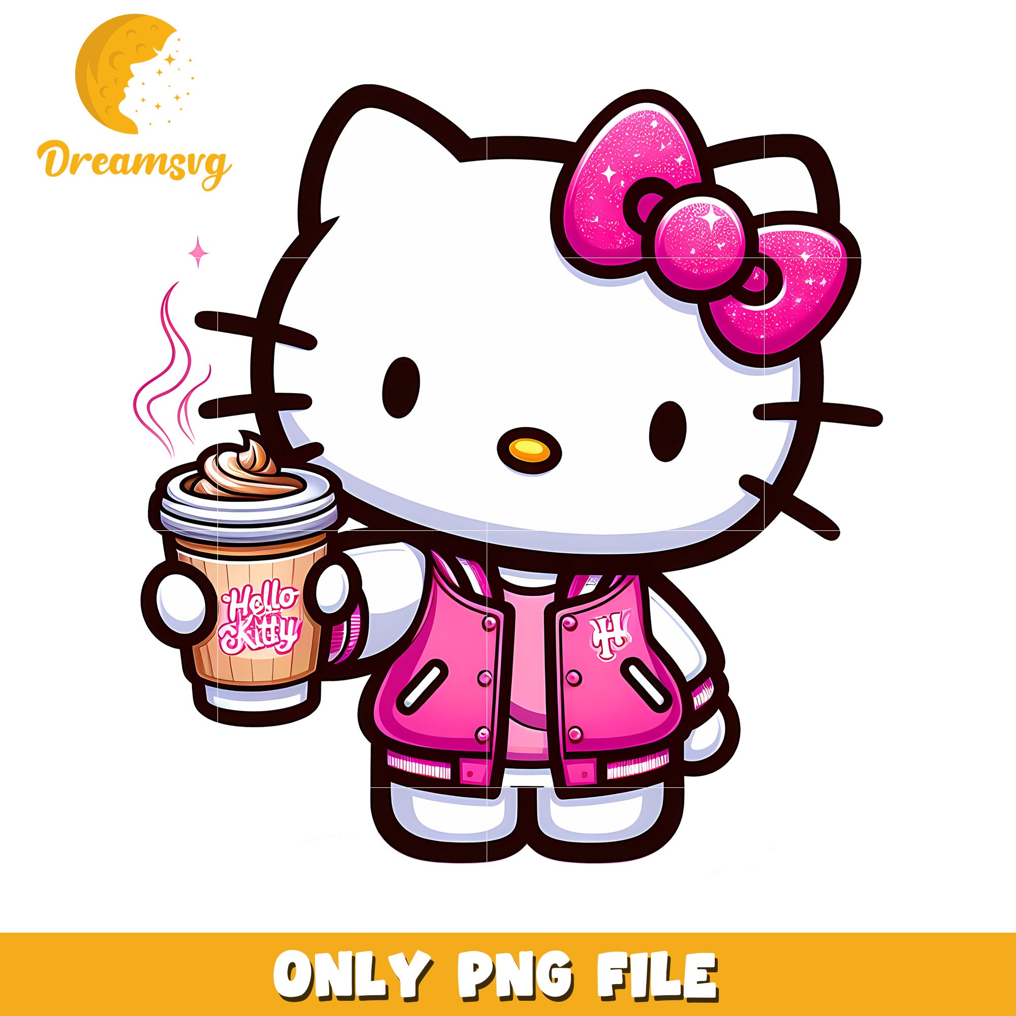 Hello Kitty Coffee PNG Cute Cartoon Image – DreamSVG Store
