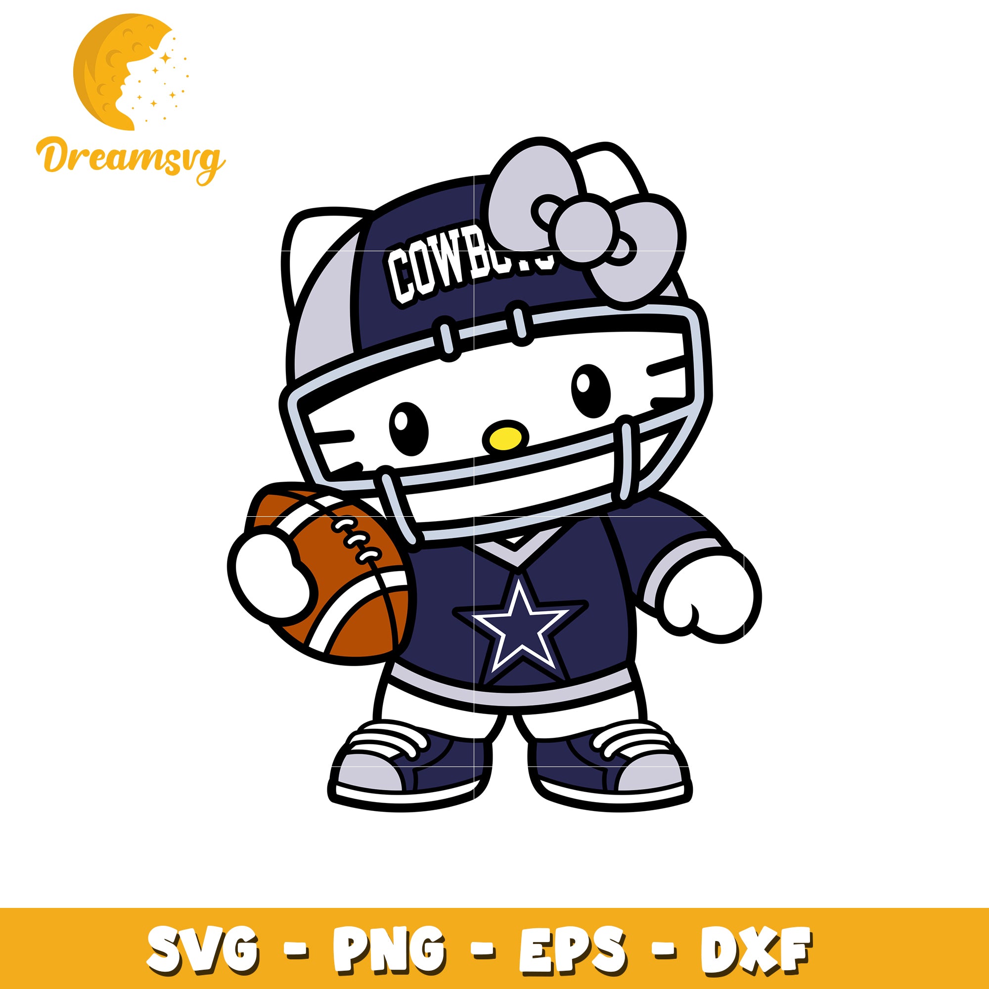 Hello Kitty Cowboys Football SVG PNG EPS DXF – DreamSVG Store