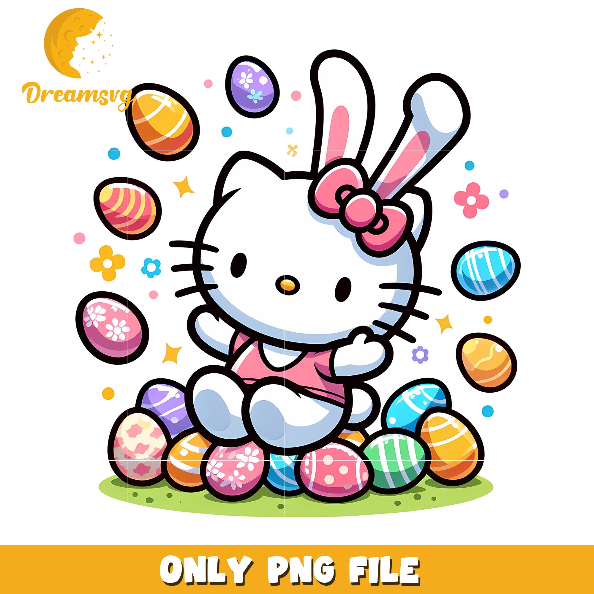Hello Kitty Easter Bunny PNG Cute Kid's Artwork Design – DreamSVG Store