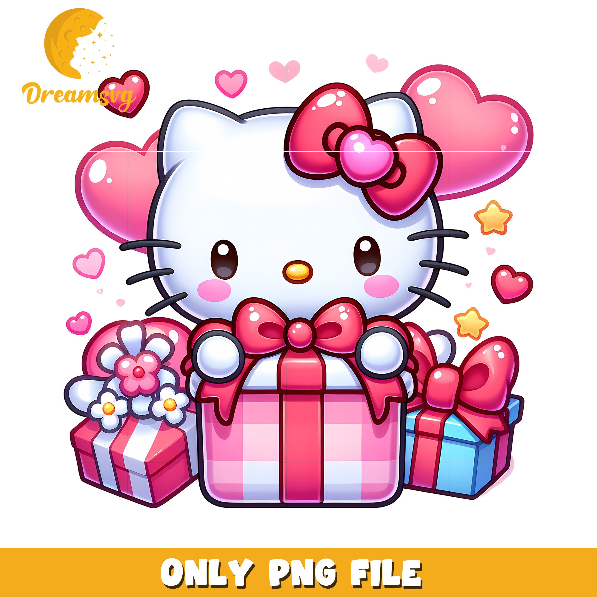 Hello Kitty Gift PNG Cute Valentine Clipart – DreamSVG Store
