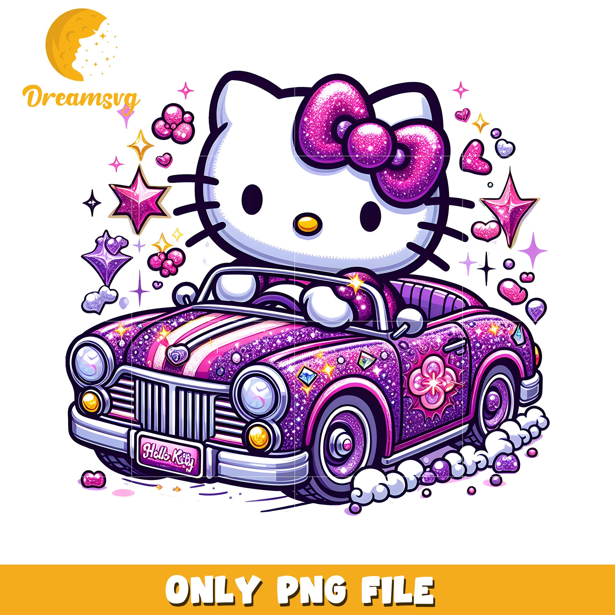 Hello Kitty Glitter Car PNG Download – DreamSVG Store