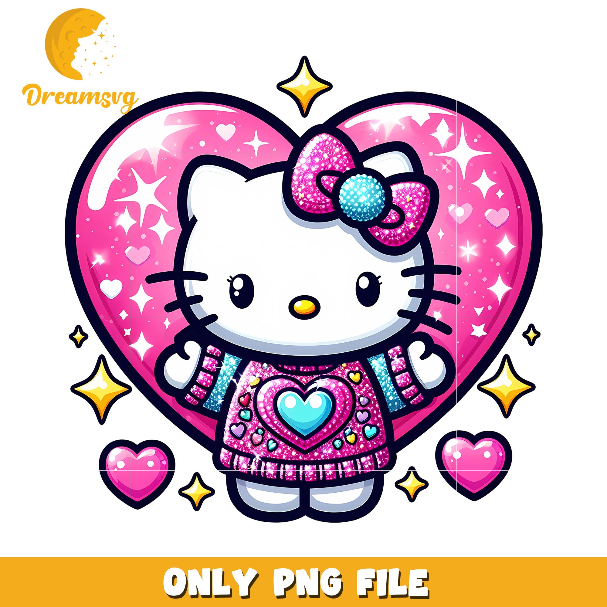 Hello Kitty Glitter Heart PNG – DreamSVG Store