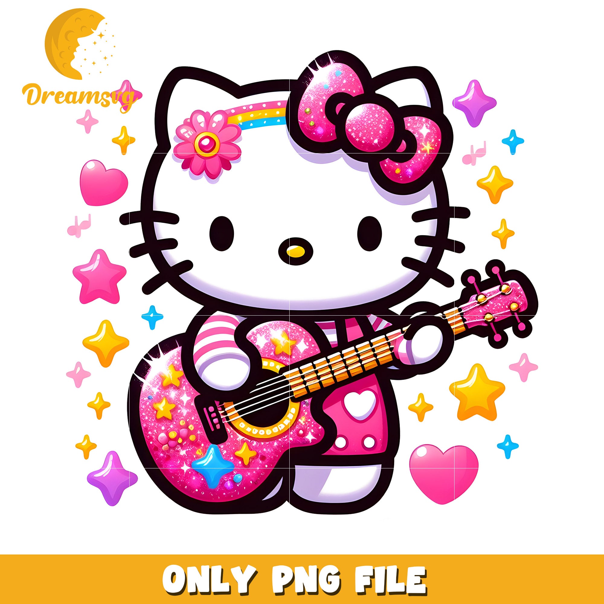 Hello Kitty Guitar PNG Download – DreamSVG Store