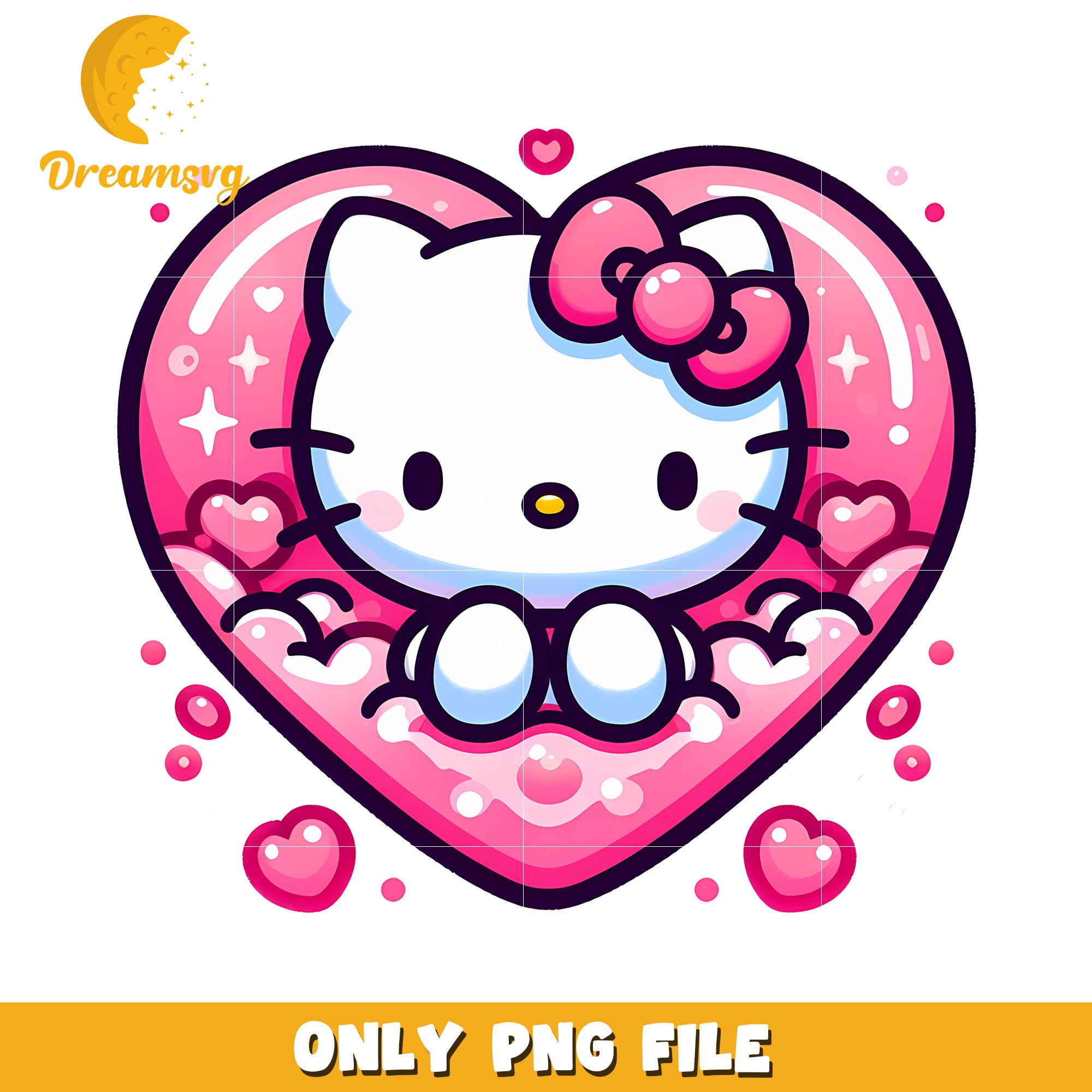 Hello Kitty Heart PNG Cute Kawaii Design – DreamSVG Store
