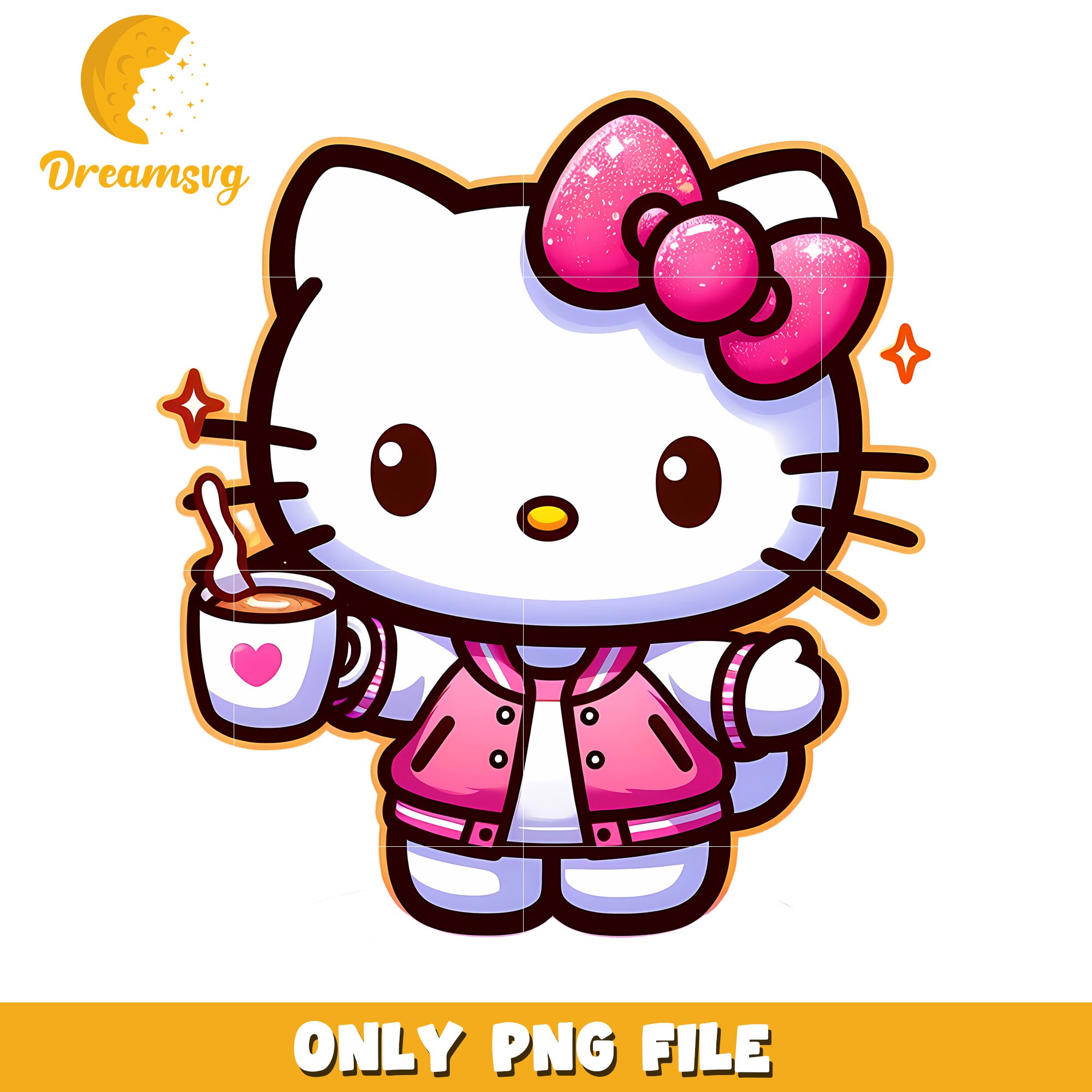 Hello Kitty PNG Cute Coffee Drink Design – DreamSVG Store