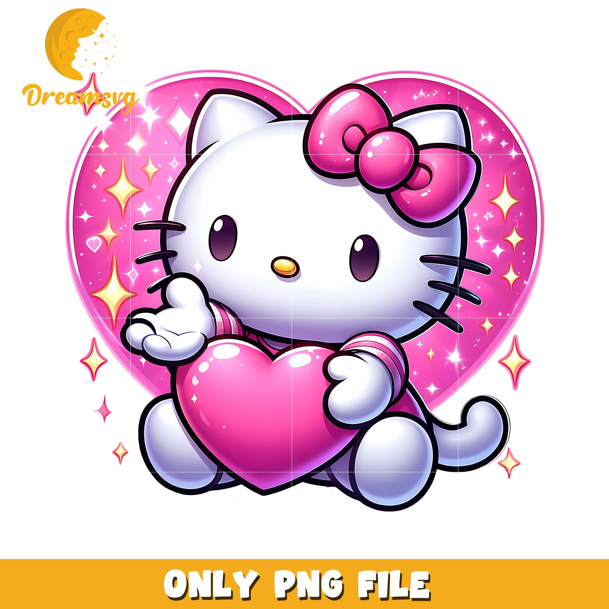Hello Kitty PNG Cute Heart Design – DreamSVG Store