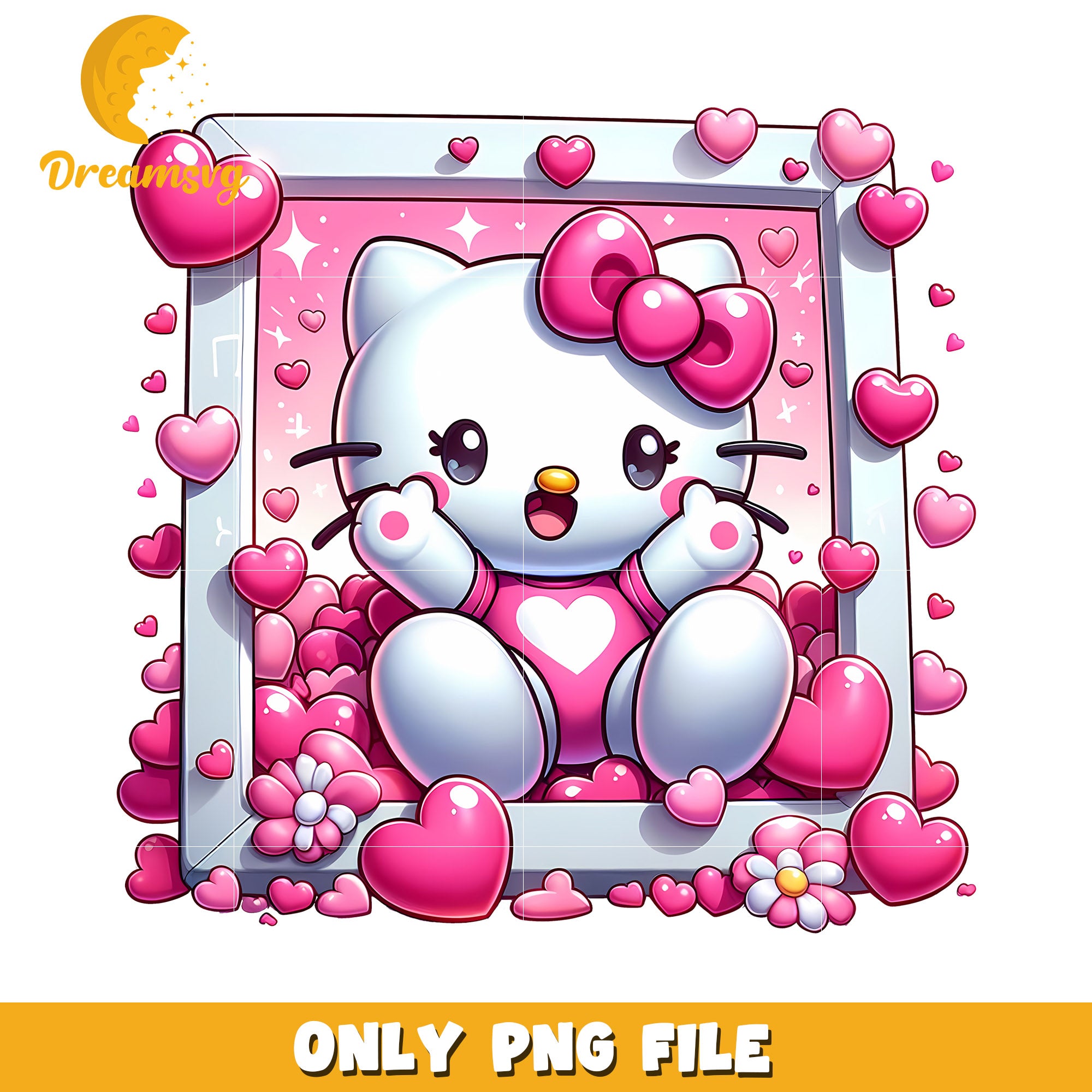 Hello Kitty PNG Cute Heart Frame – DreamSVG Store