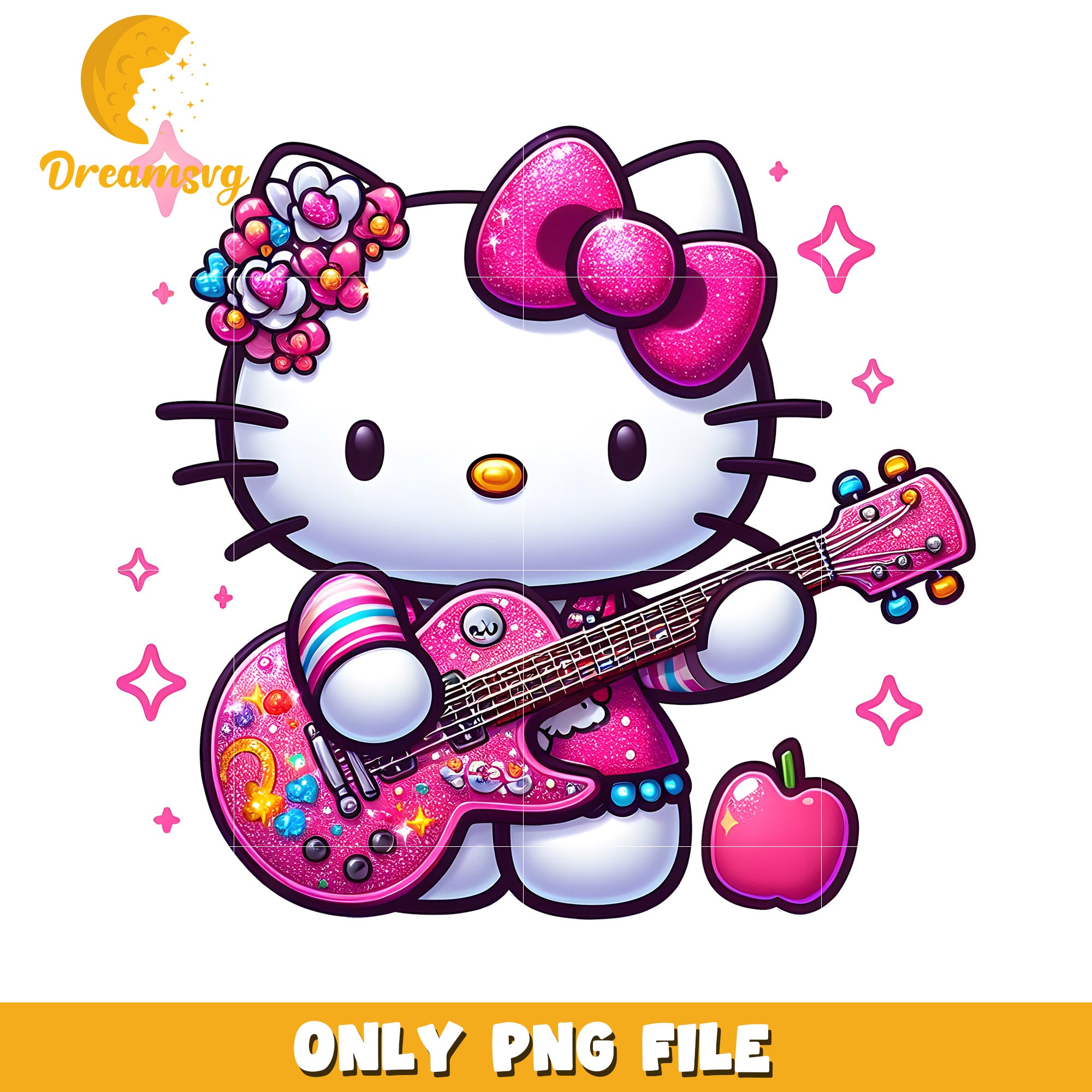 Hello Kitty PNG Rock Star Guitar Girl – DreamSVG Store
