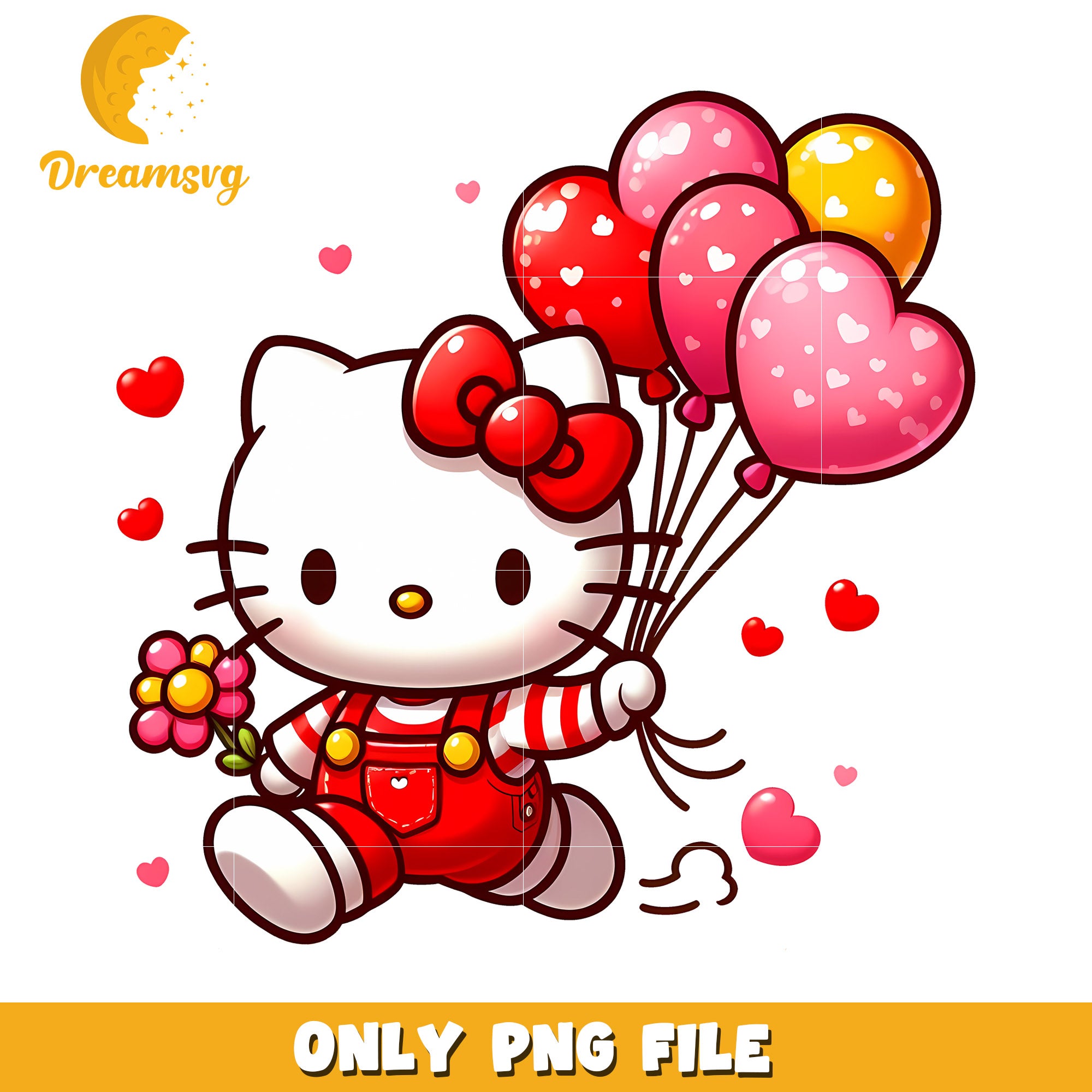 Hello Kitty With Balloons Png