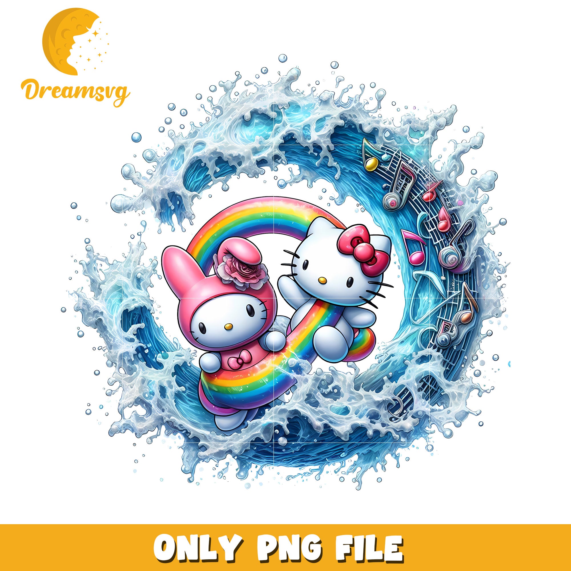 Hello Kitty Rainbow Water PNG – DreamSVG Store