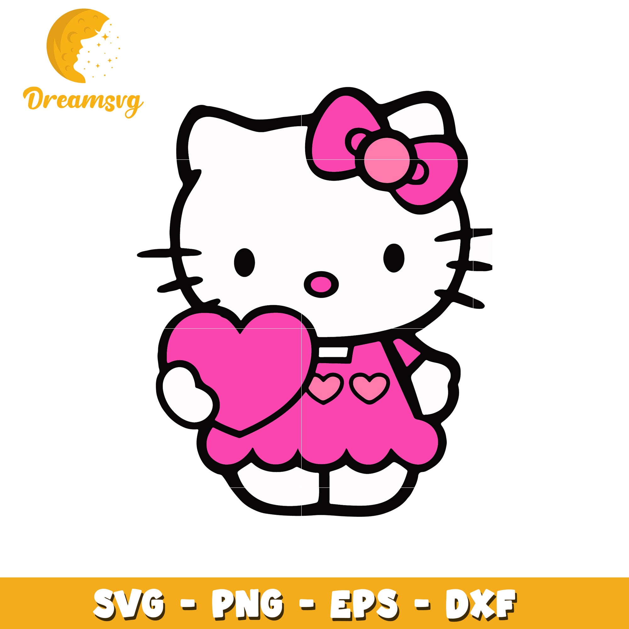 Hello Kitty SVG Cut File with Heart – DreamSVG Store
