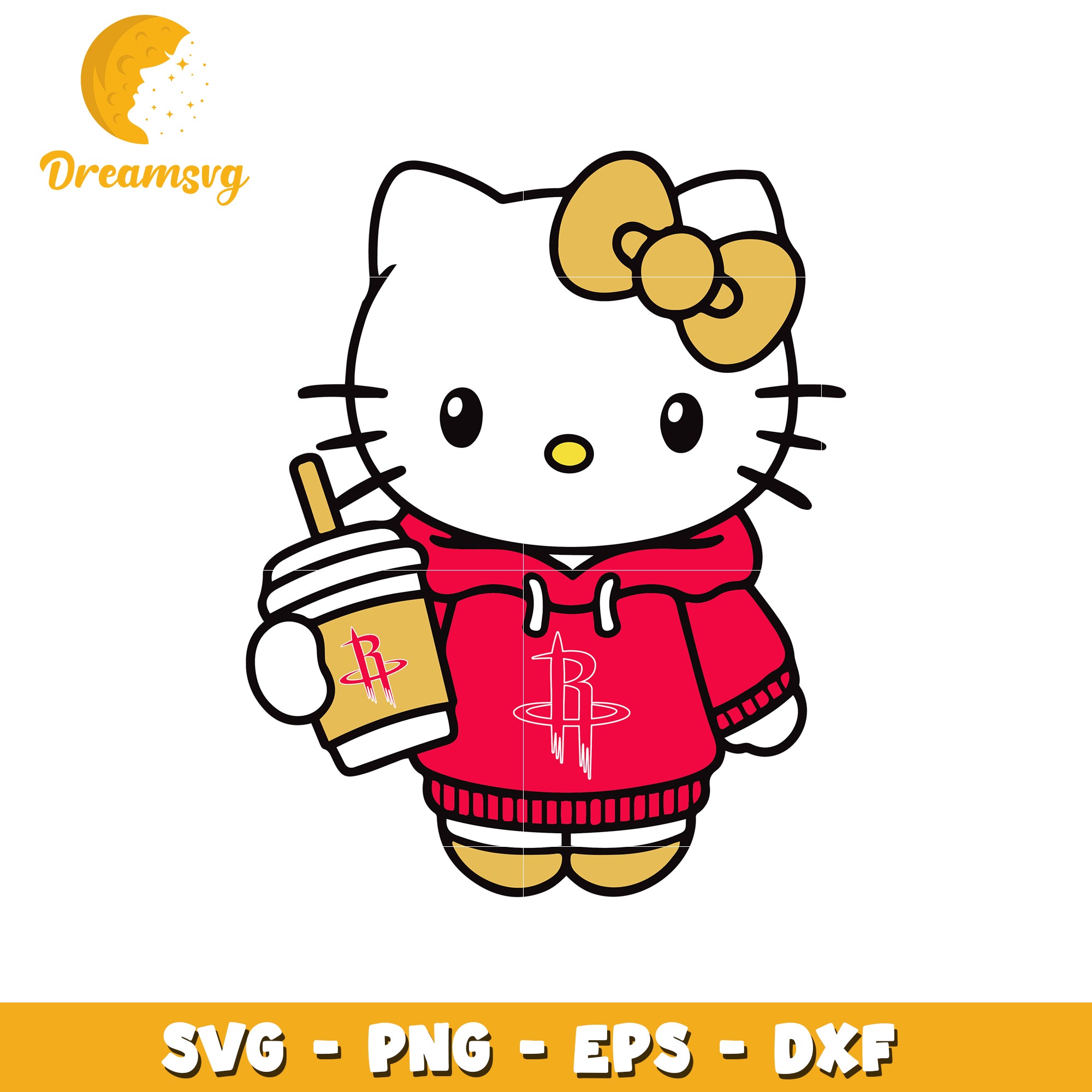 Hello Kitty SVG Design with Houston Rockets Theme – DreamSVG Store