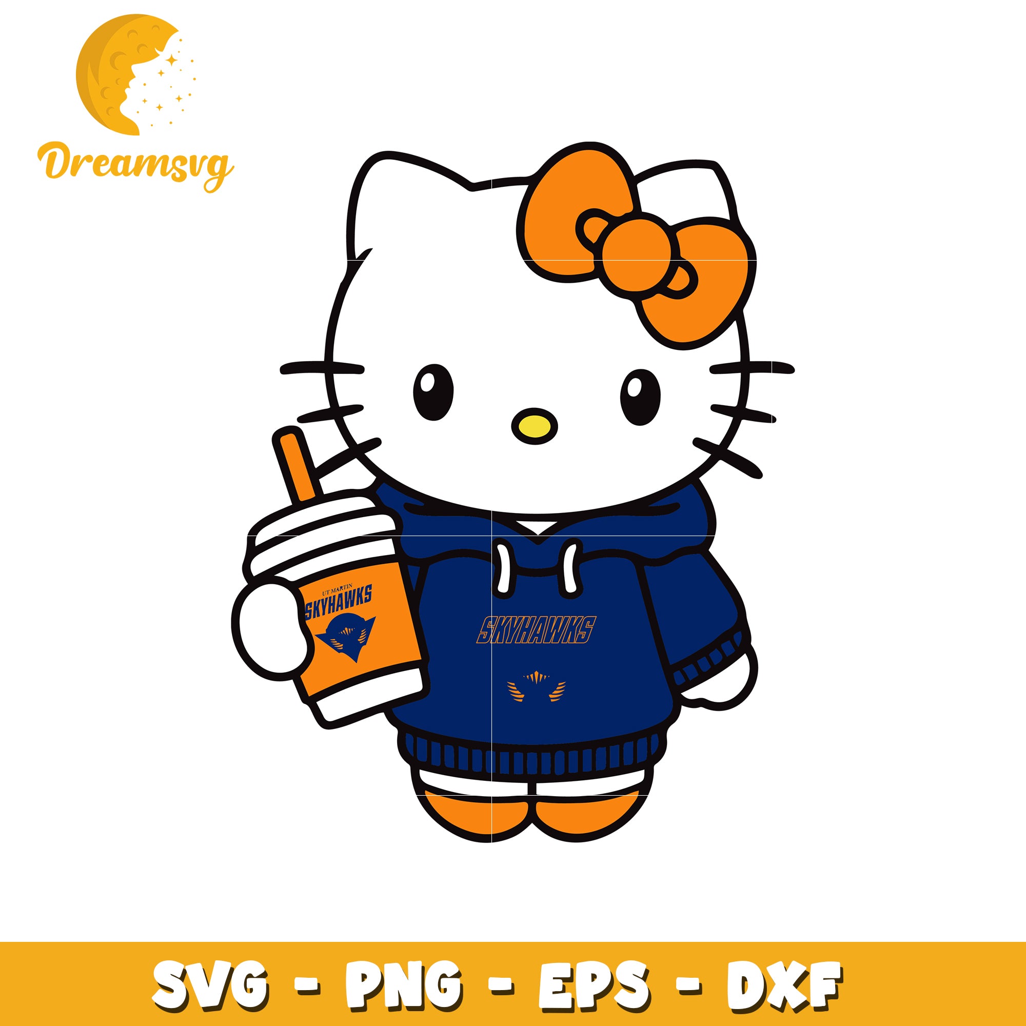 Hello Kitty SVG Design with Skyhawks Theme Art – DreamSVG Store