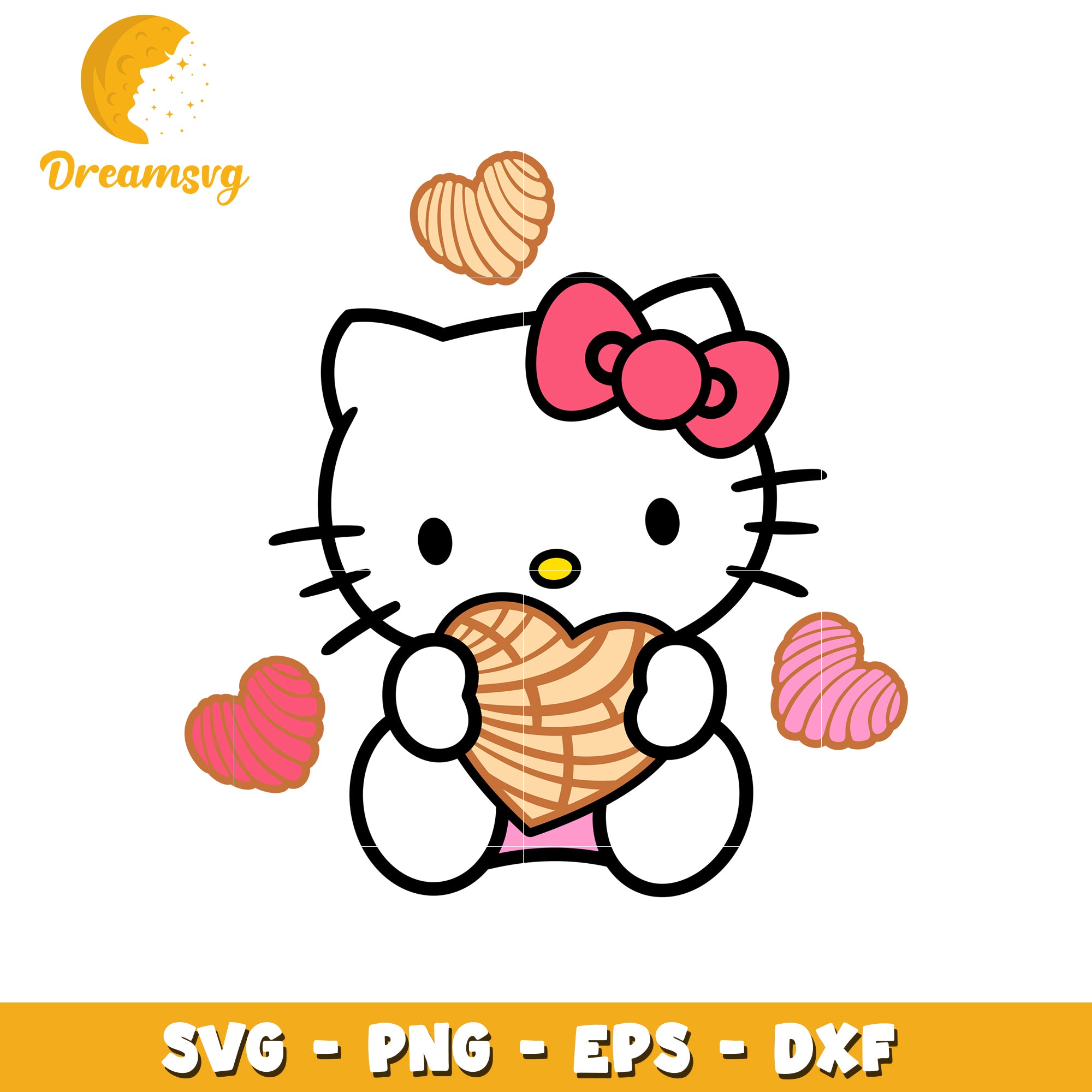 Hello Kitty SVG with Heart Conchas – DreamSVG Store