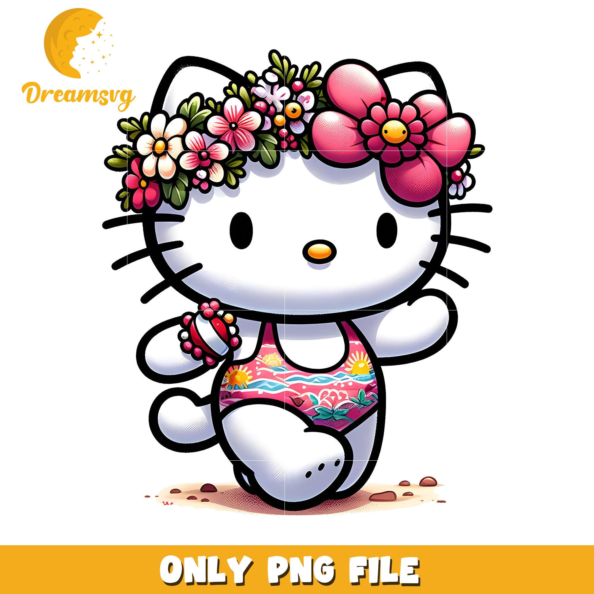 Hello Kitty Summer PNG Beach Flower Crown – DreamSVG Store