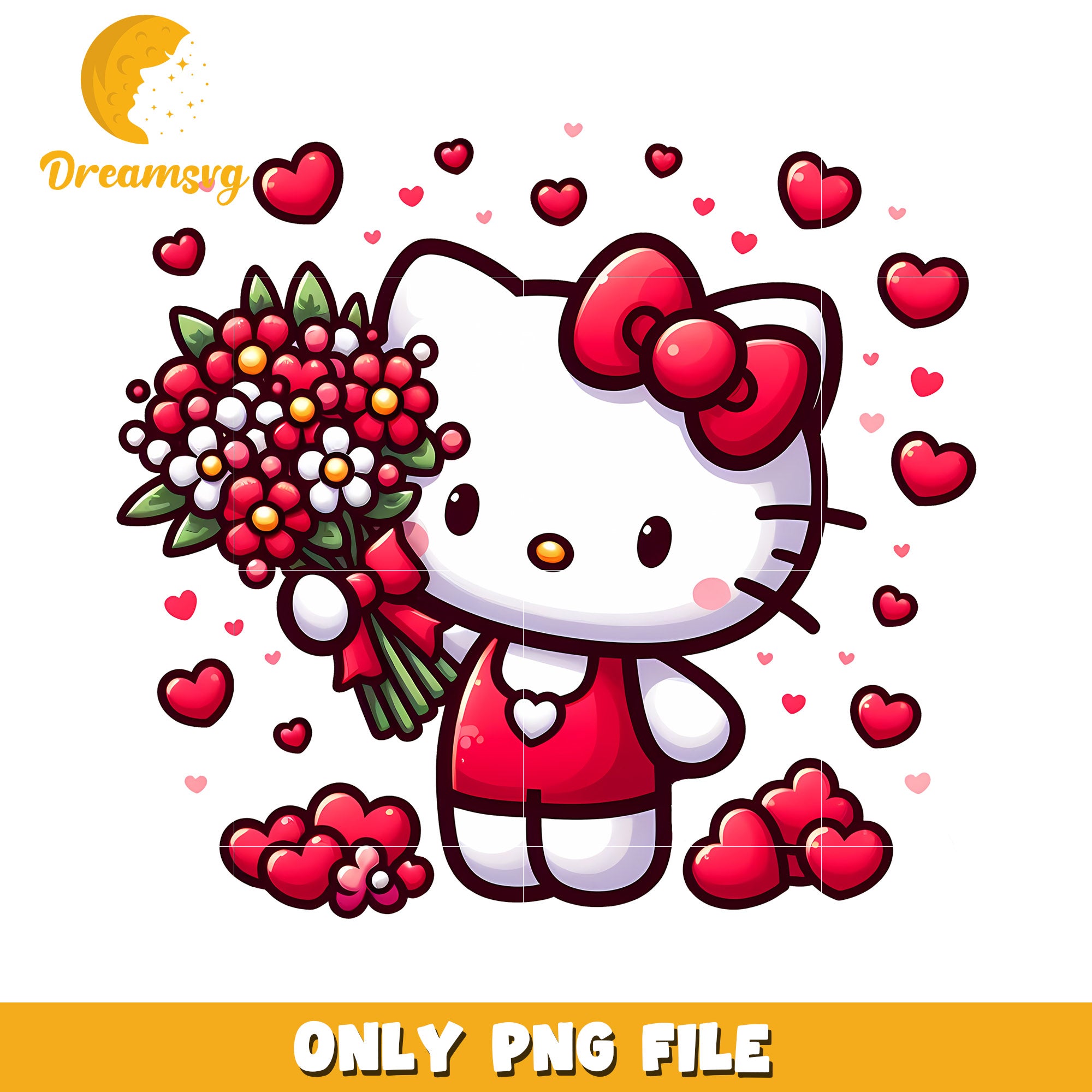 Hello Kitty Valentine PNG Cute Bouquet – DreamSVG Store