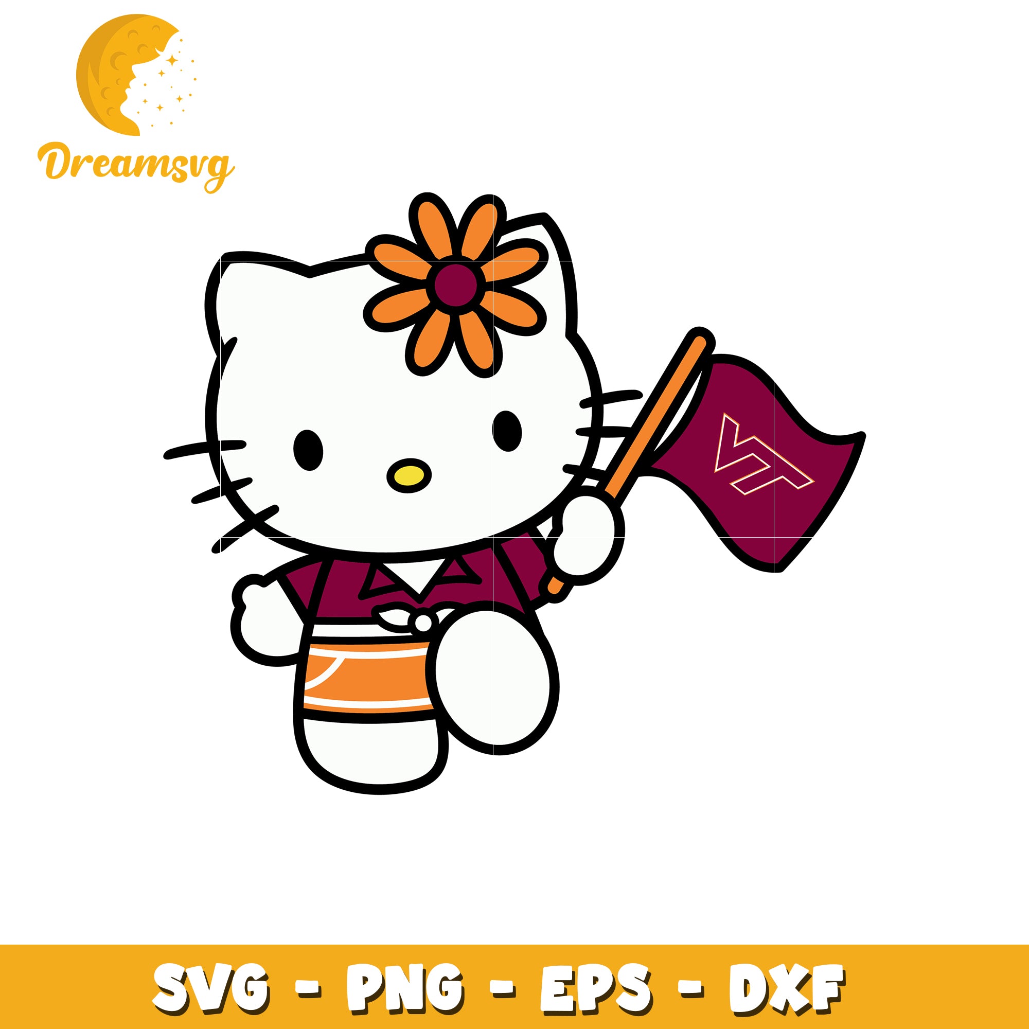 Hello Kitty Virginia Tech SVG Design for Fans – DreamSVG Store