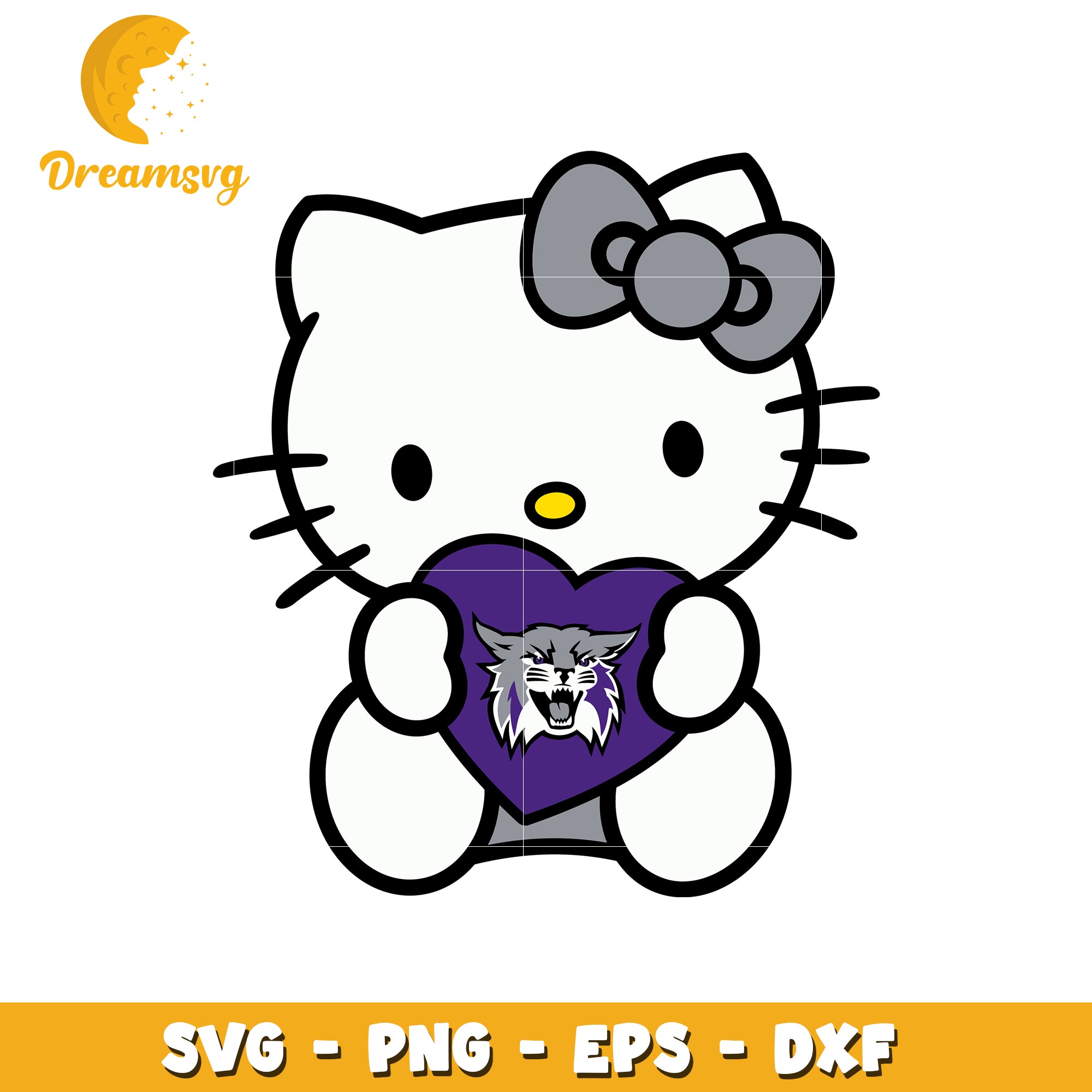 Hello Kitty Wildcat Heart SVG Design for Fans – DreamSVG Store