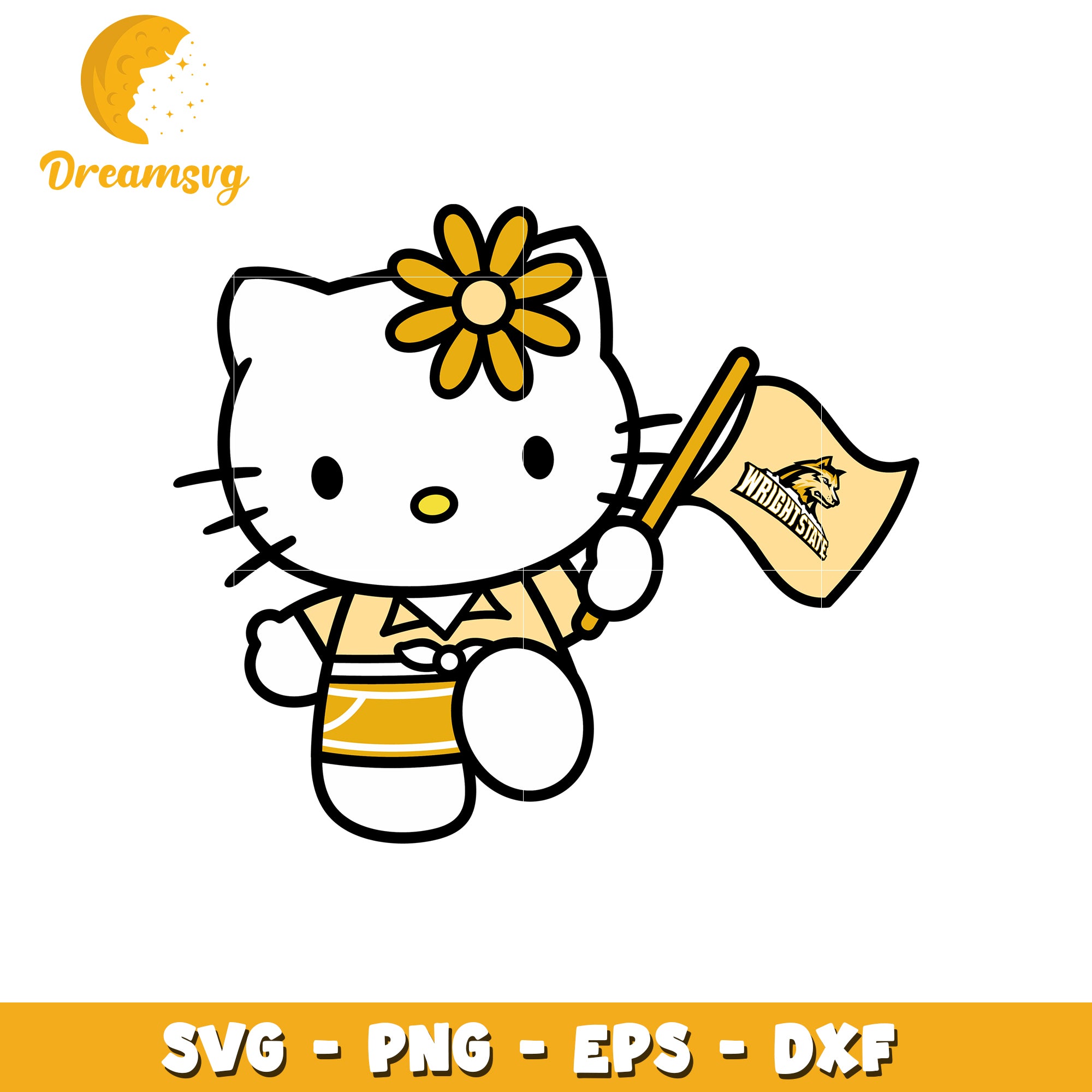 Hello Kitty Wright State SVG Design for Fans – DreamSVG Store