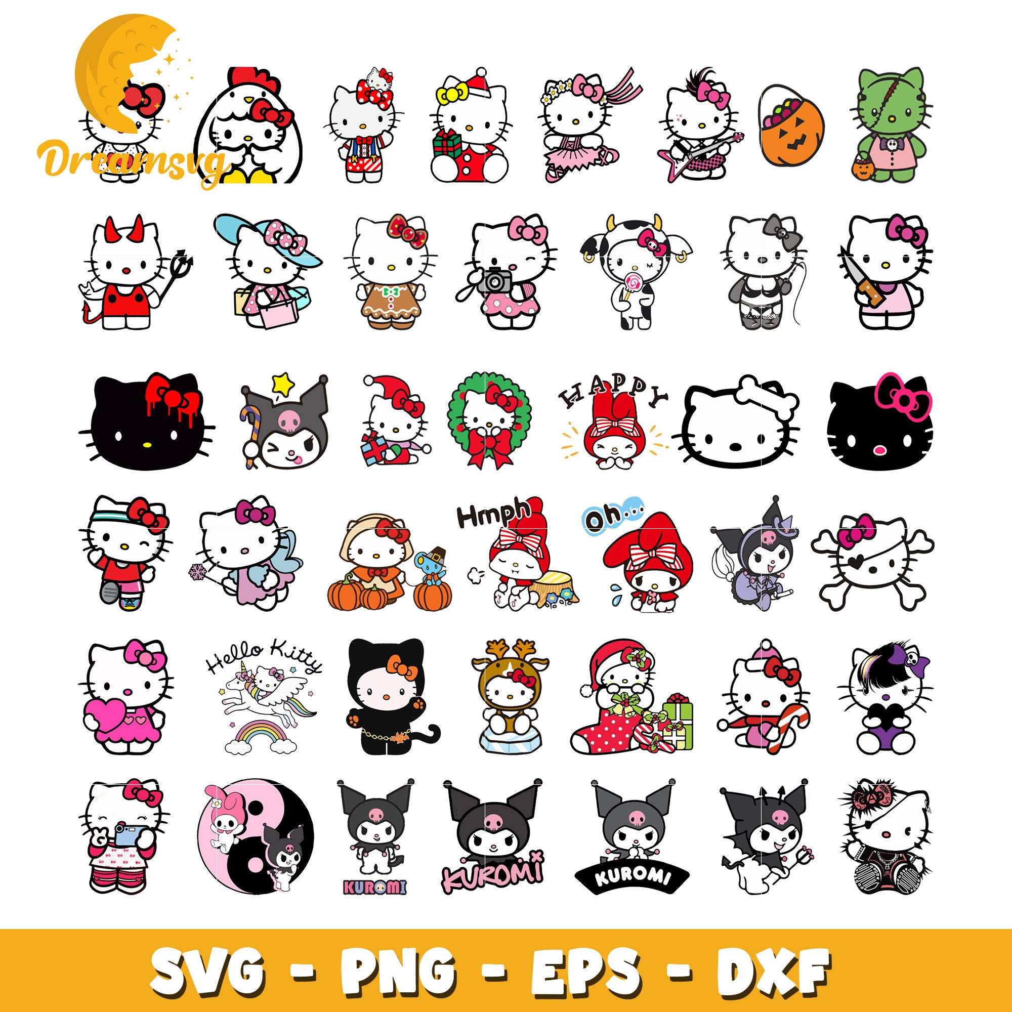 Hello kitty cartoon charactes bundle svg, sanrio characters svg ...