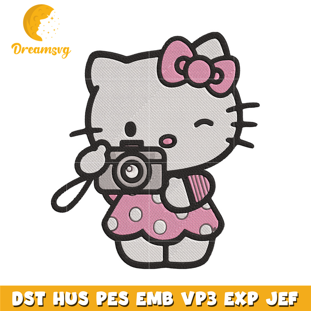 Hello kitty camera Embroidery Design