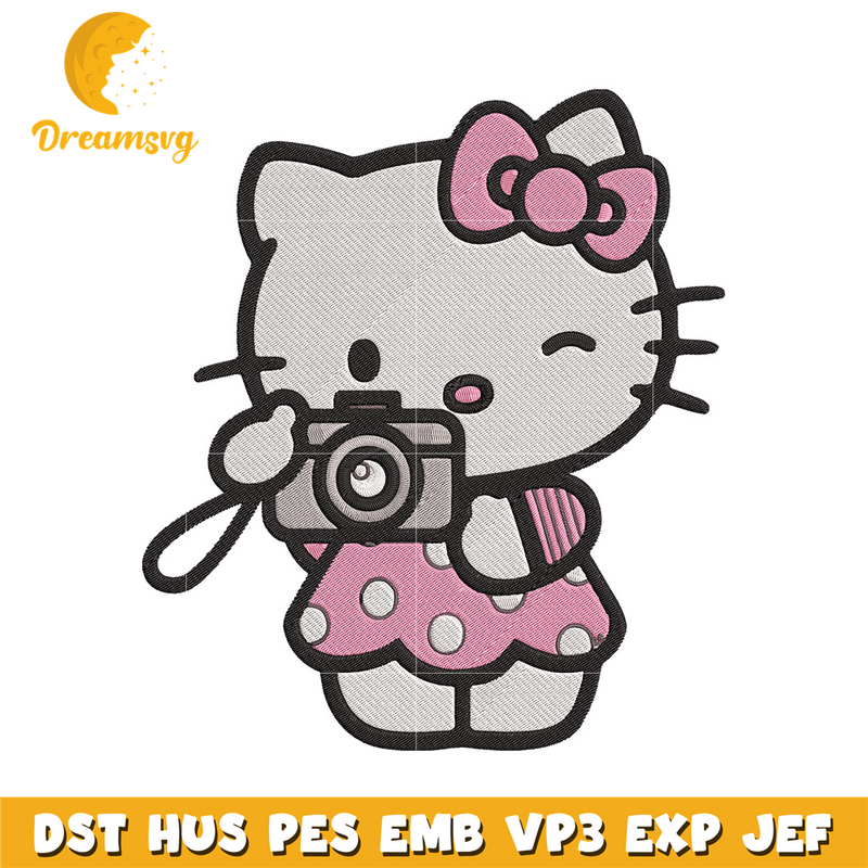 Hello kitty camera Embroidery Design