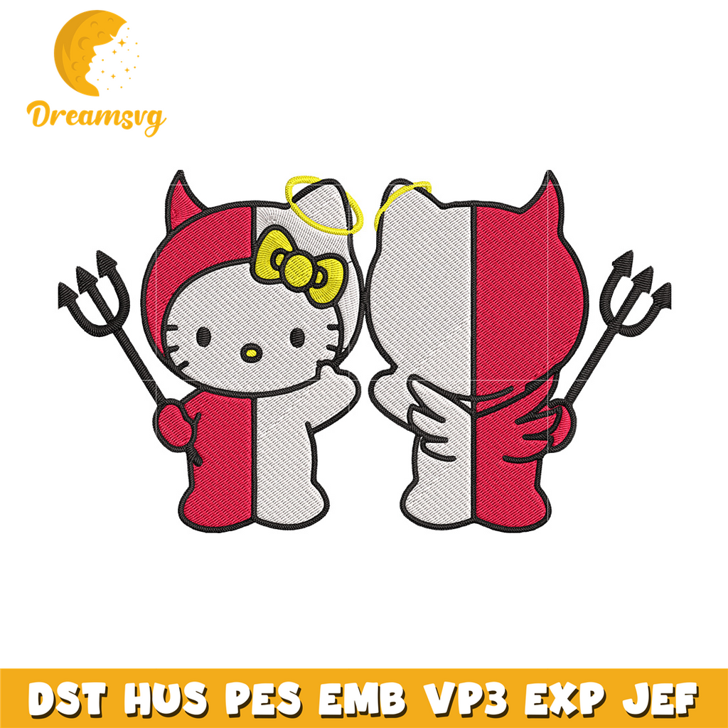Hello kitty demon Embroidery Design