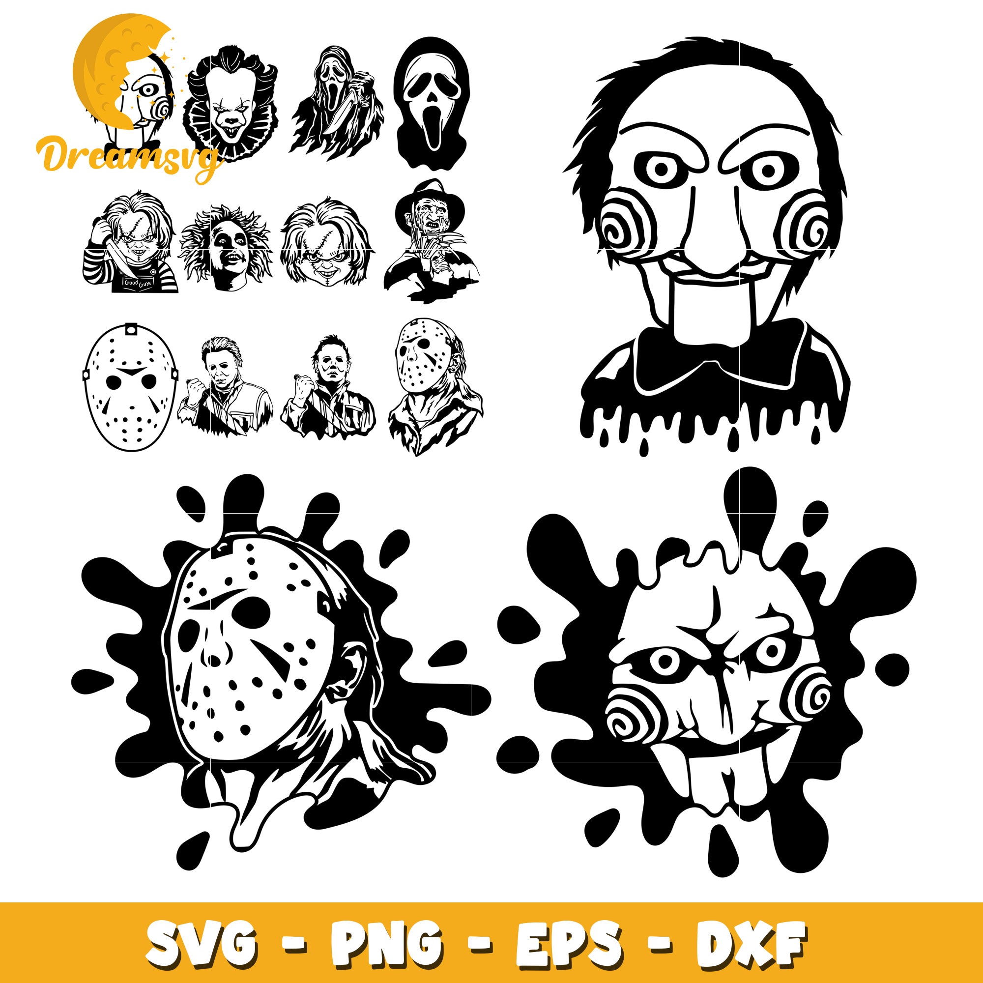 Horror Movie characters blood bundle svg, horror movie characters svg ...