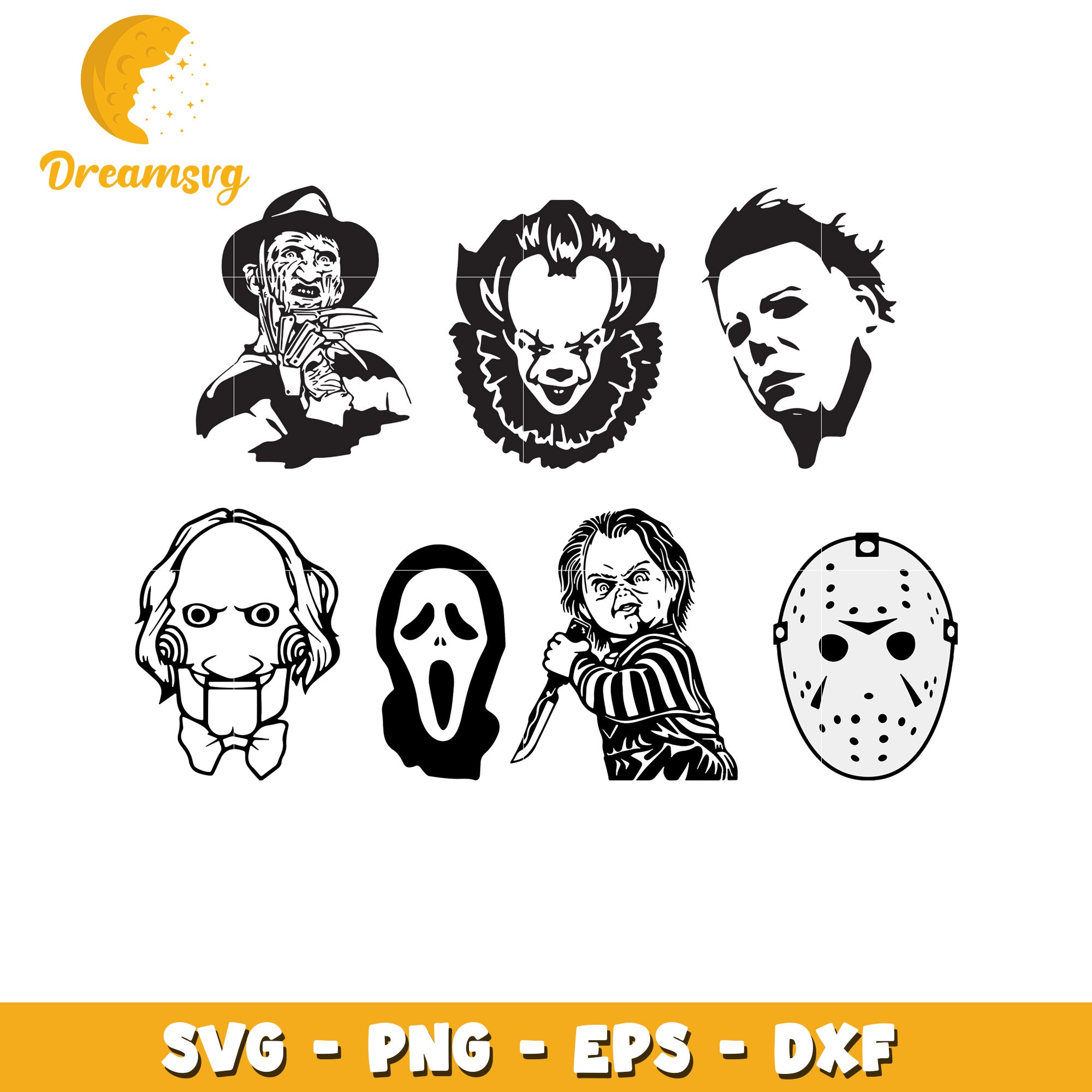Horror Movie characters face bundle svg, Horror Movie svg – DreamSVG Store