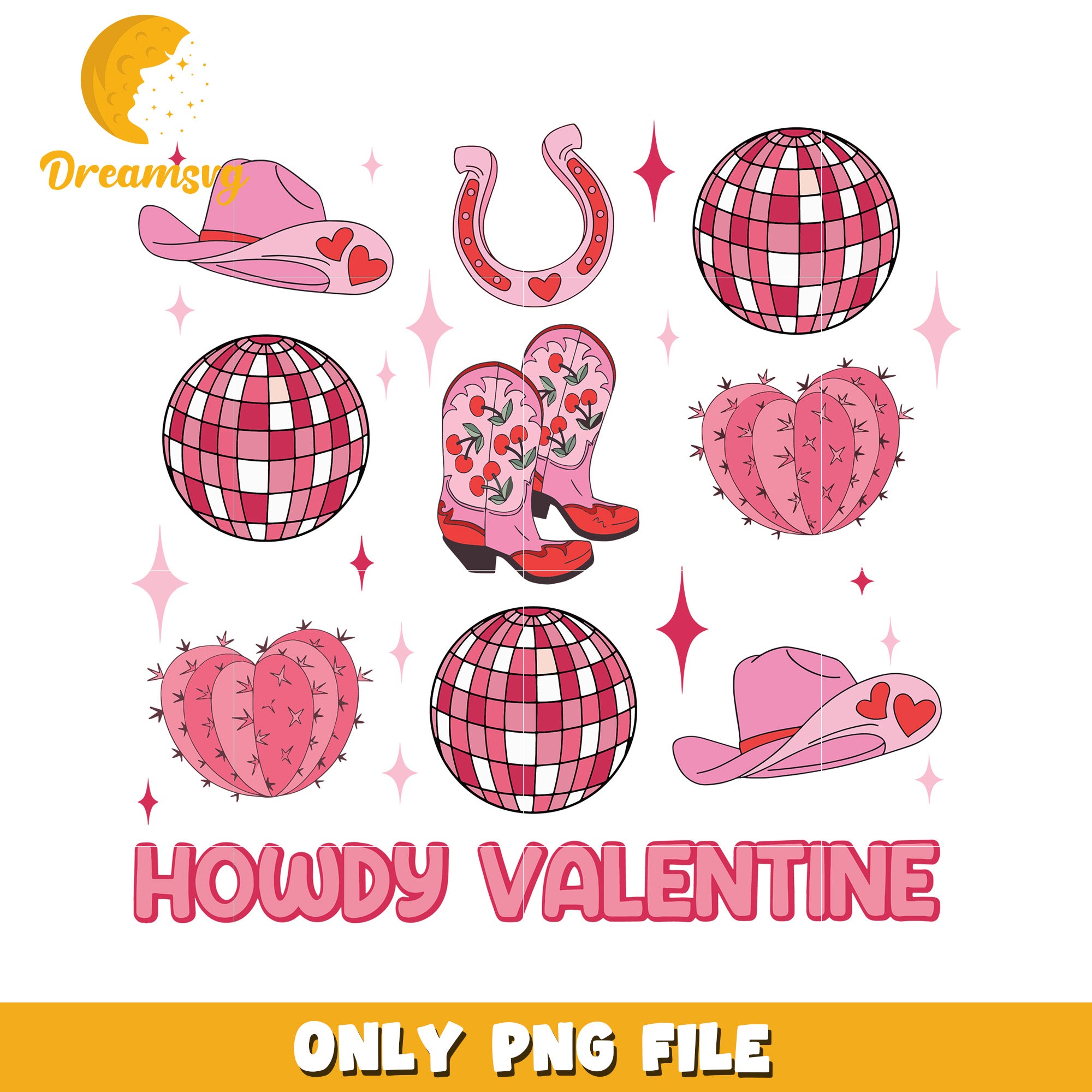Howdy Valentine Pink PNG Clipart – DreamSVG Store