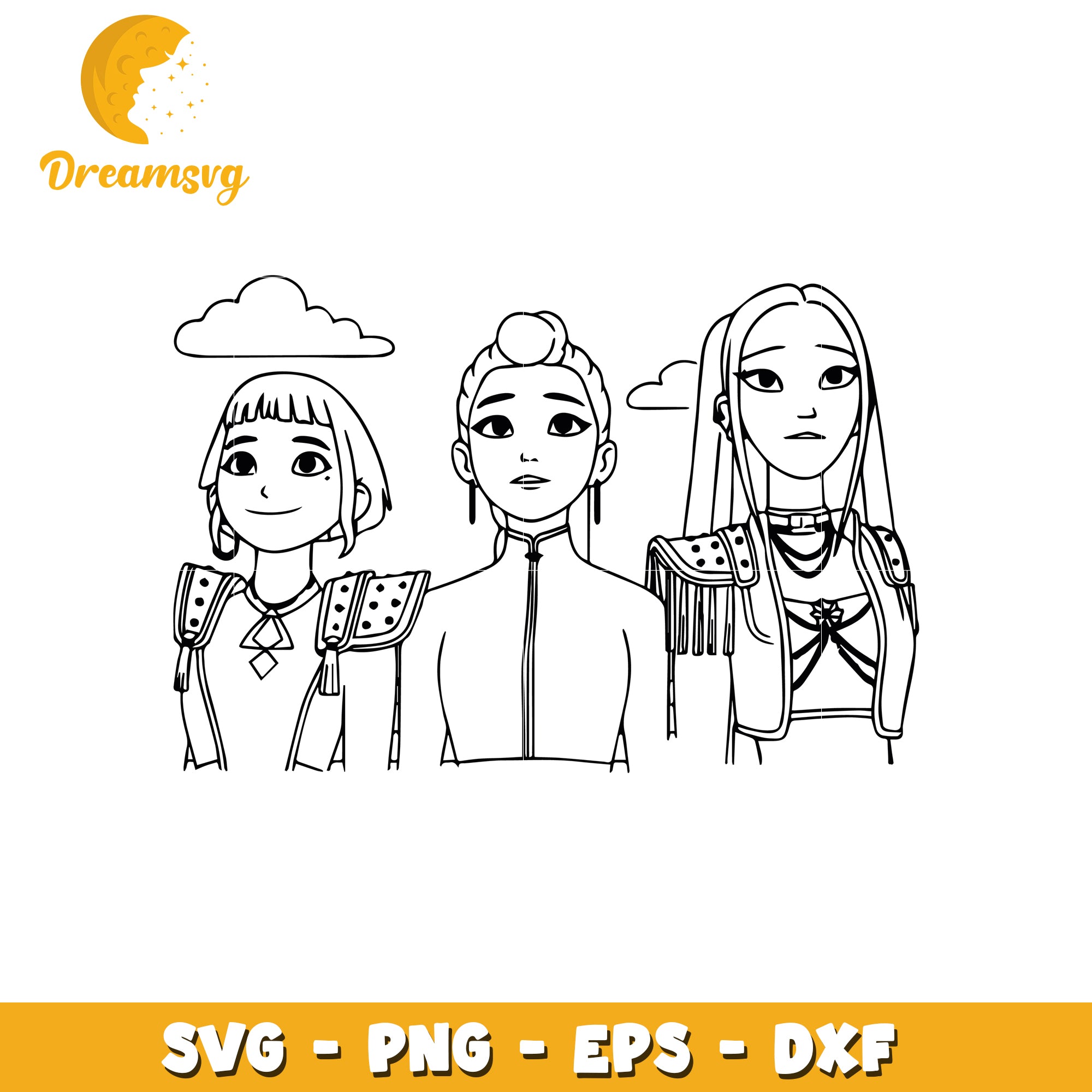 Huntrix girls members svg, huntrix kpop svg, huntrix female lineup svg ...