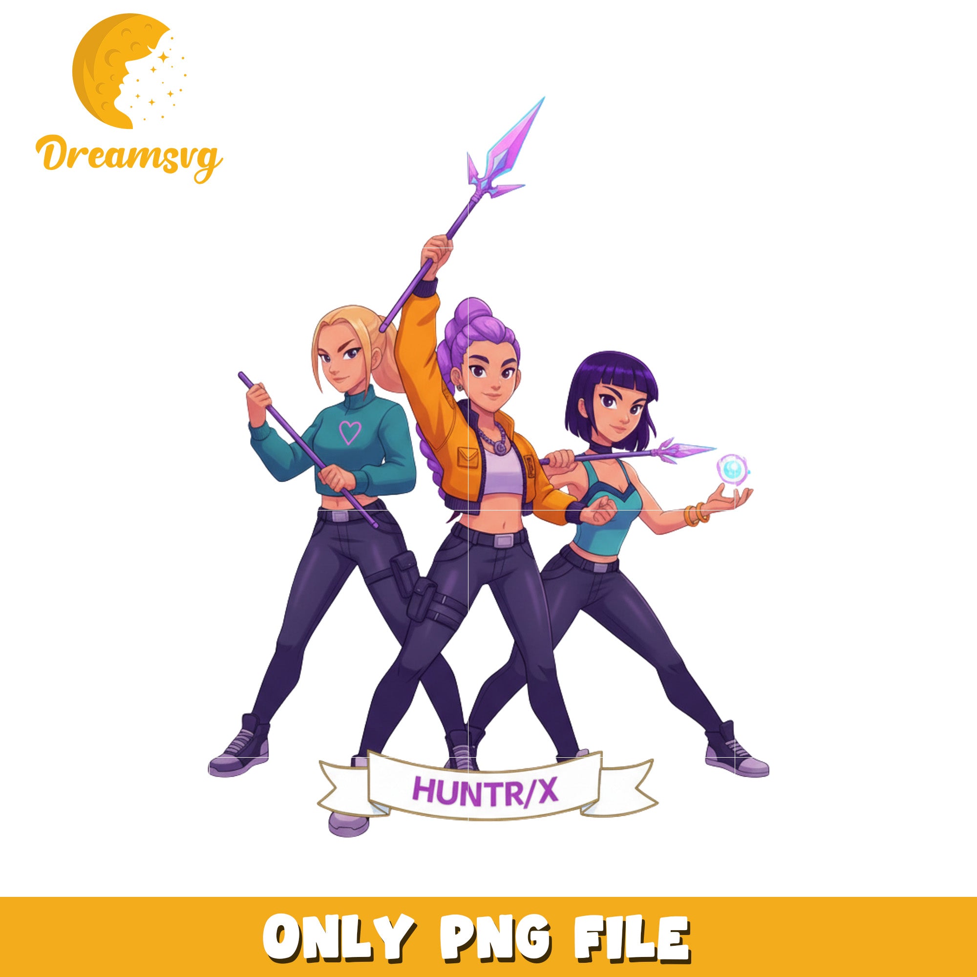 Huntrix team png, kpop demon hunters png, kpop cartoon png – DreamSVG Store