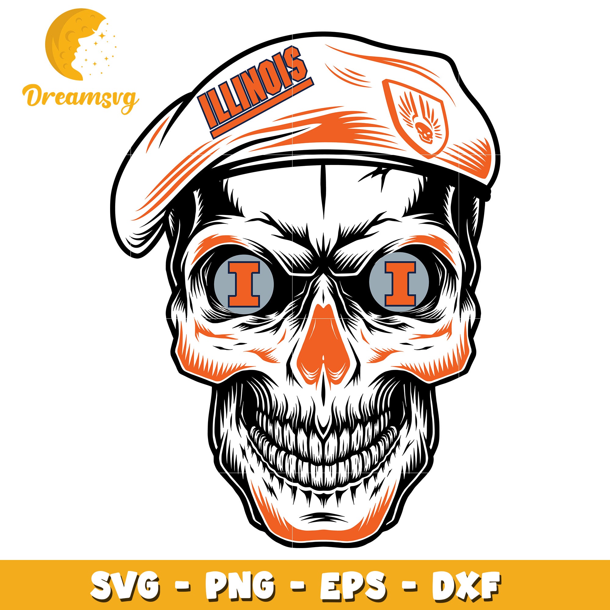 Illinois Skull Beret SVG Cut File – DreamSVG Store