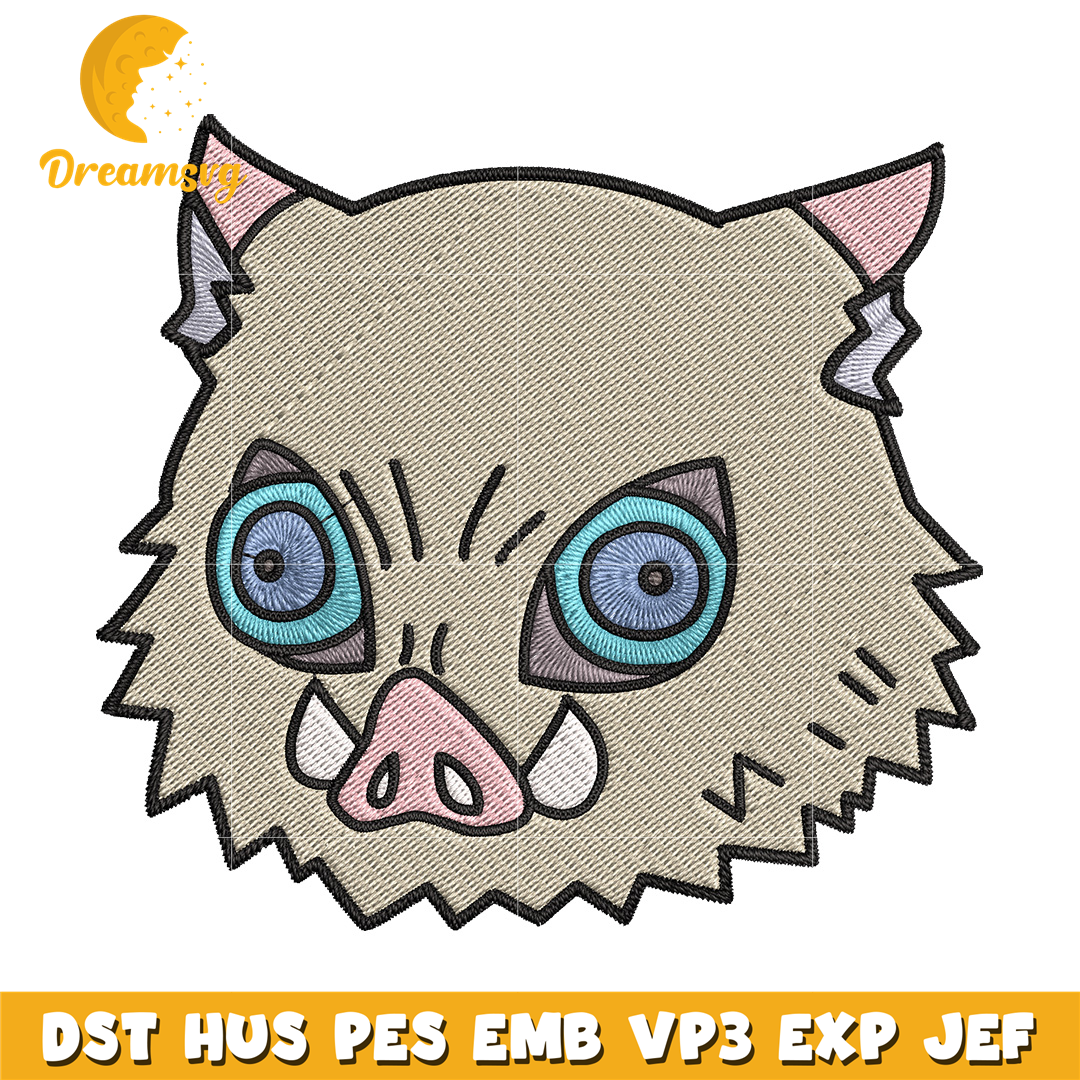 Inosuke head chibi embroidery design – DreamSVG Store