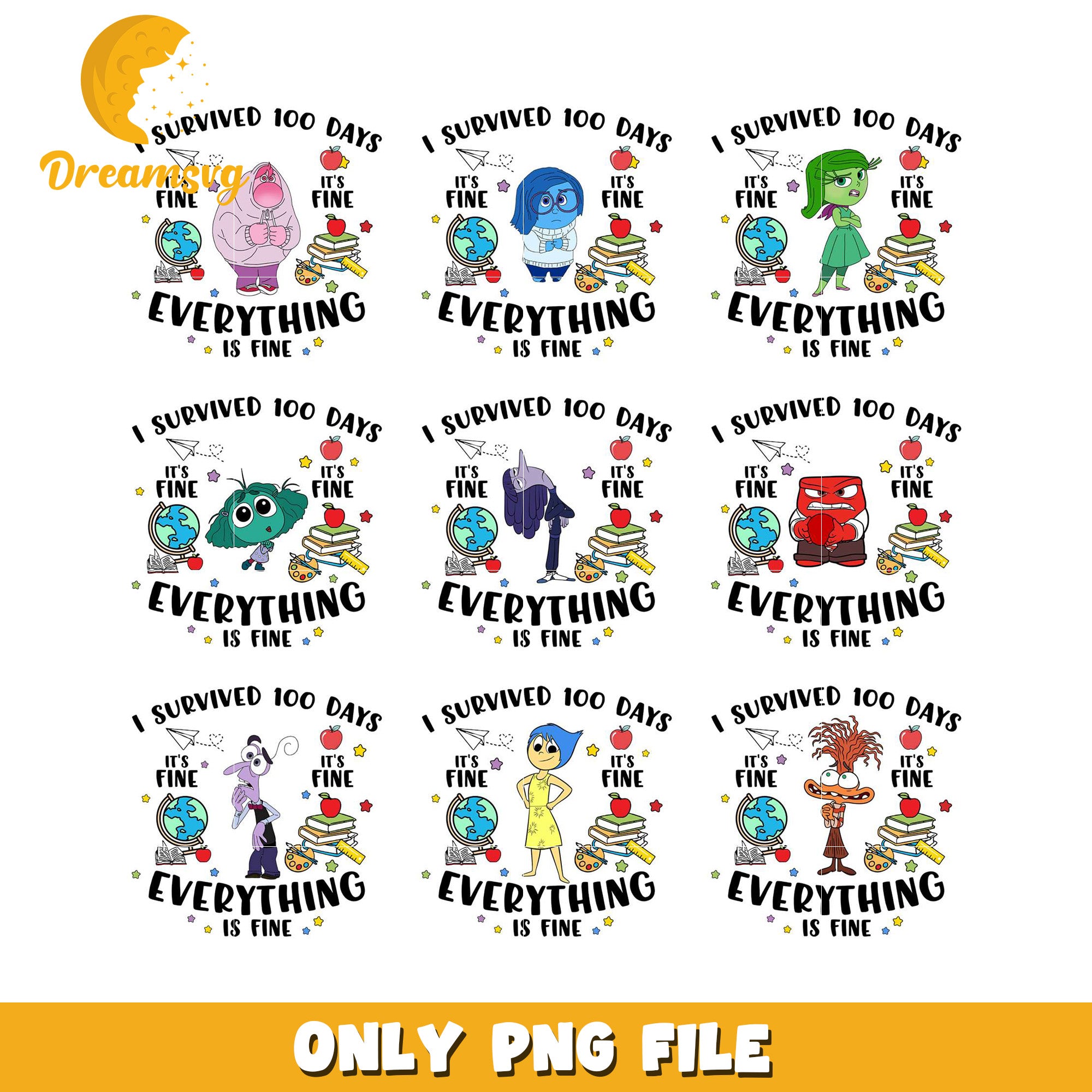 Inside Out 100 Days PNG Bundle – DreamSVG Store