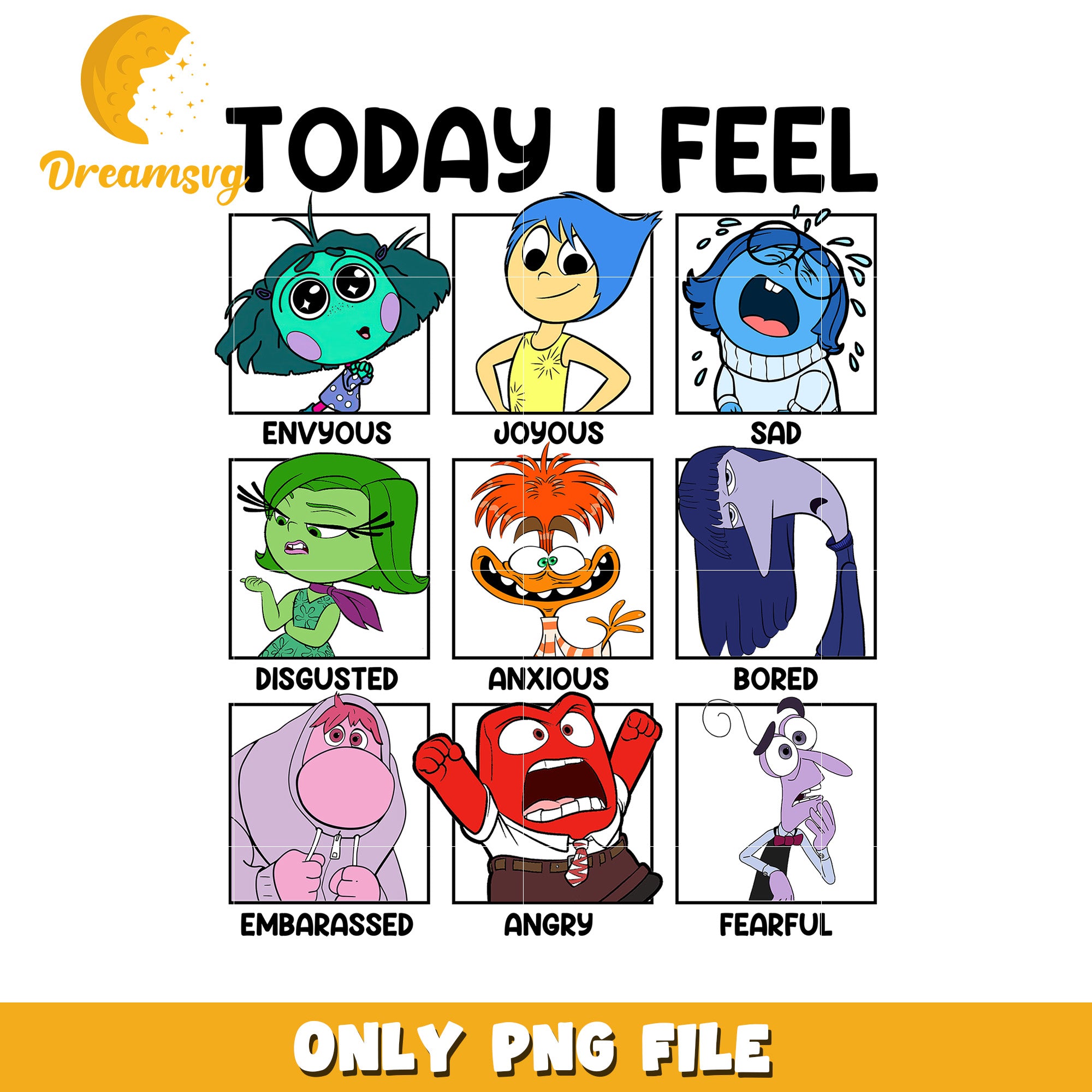 Inside Out Emotions PNG File – DreamSVG Store