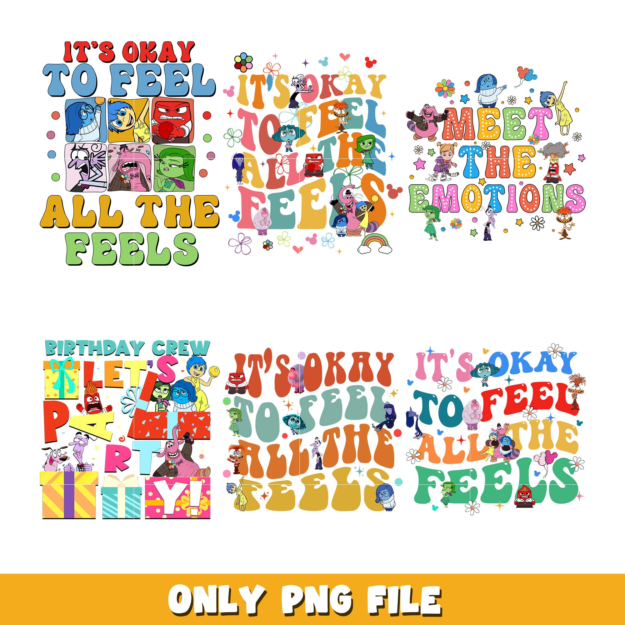 It's Okay To Feel All The Feels bundle png, Inside Out 2 png, Disney c ...
