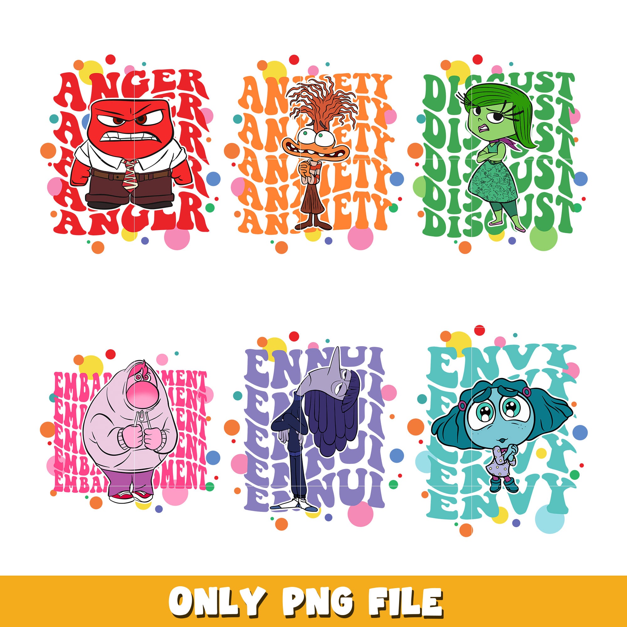 Inside Out Characters bundle png, Inside Out 2 png, Disney cartoon png ...