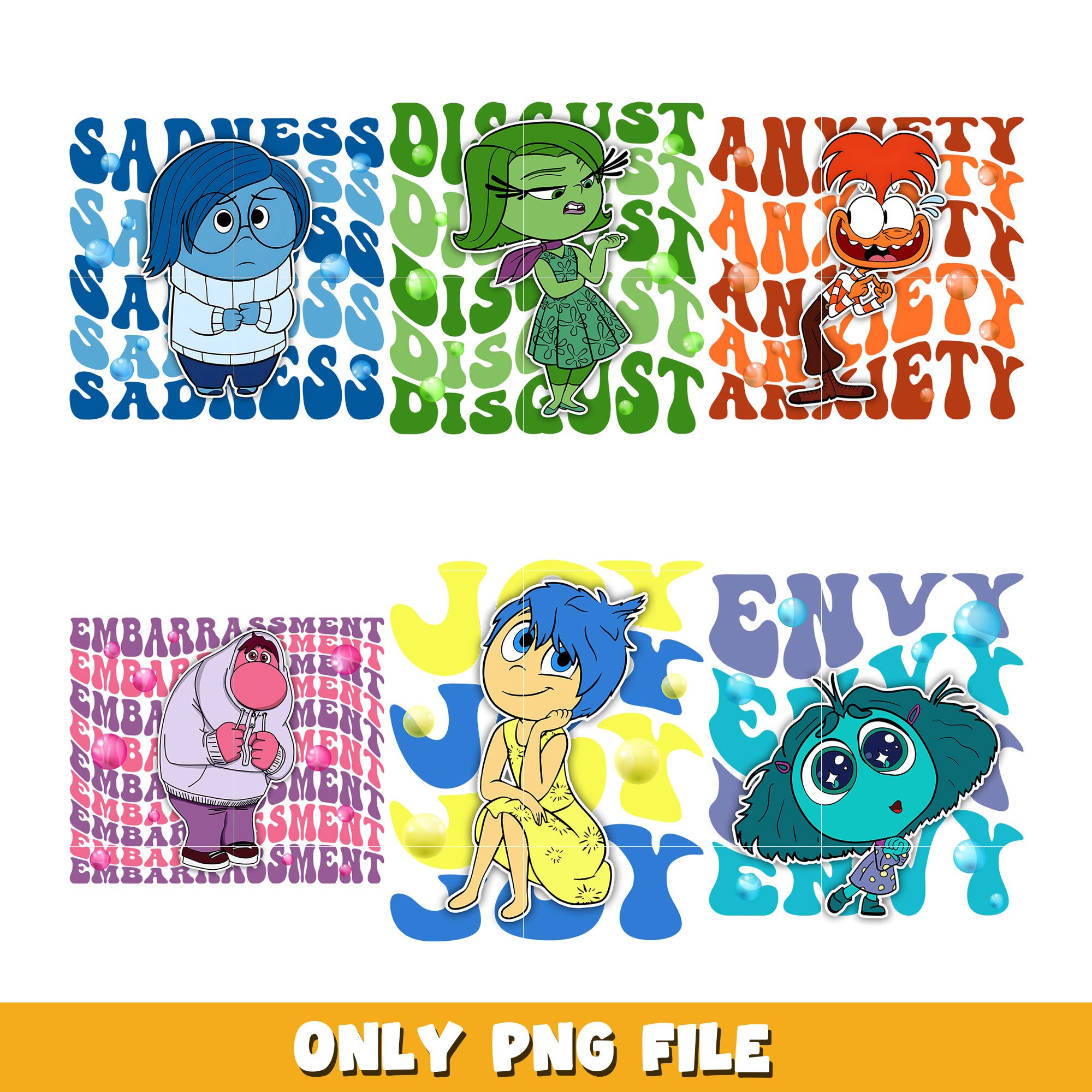 Inside Out 2 characters design bundle png, Inside Out 2 png, Disney ca ...