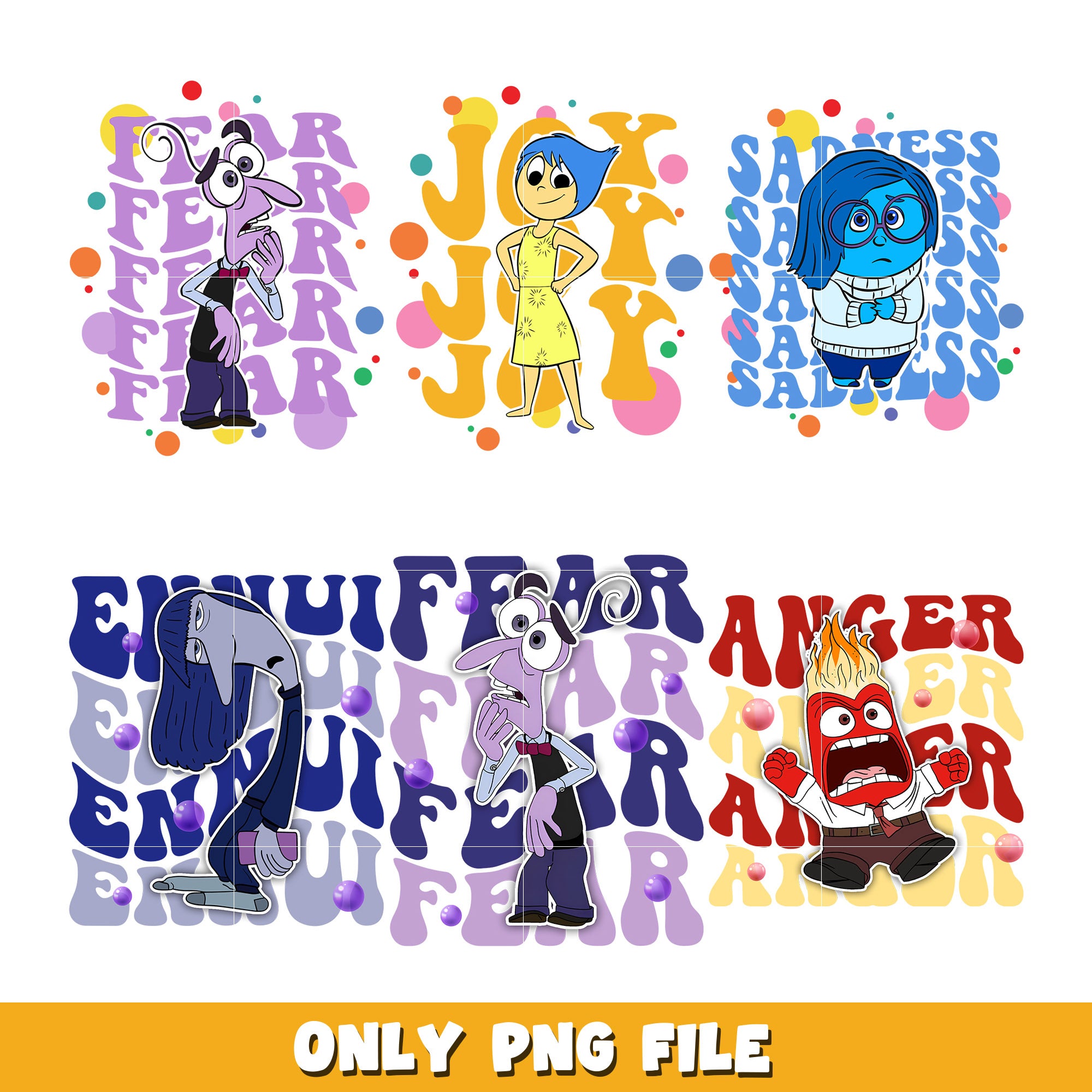 Disneyworld Inside out 2 characters name bundle png, Inside Out 2 png ...