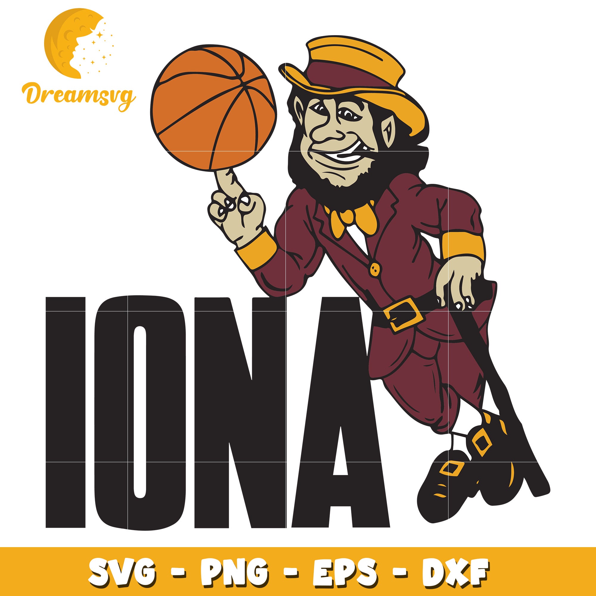 Iona Basketball SVG Design with Vintage Mascot Character – DreamSVG Store