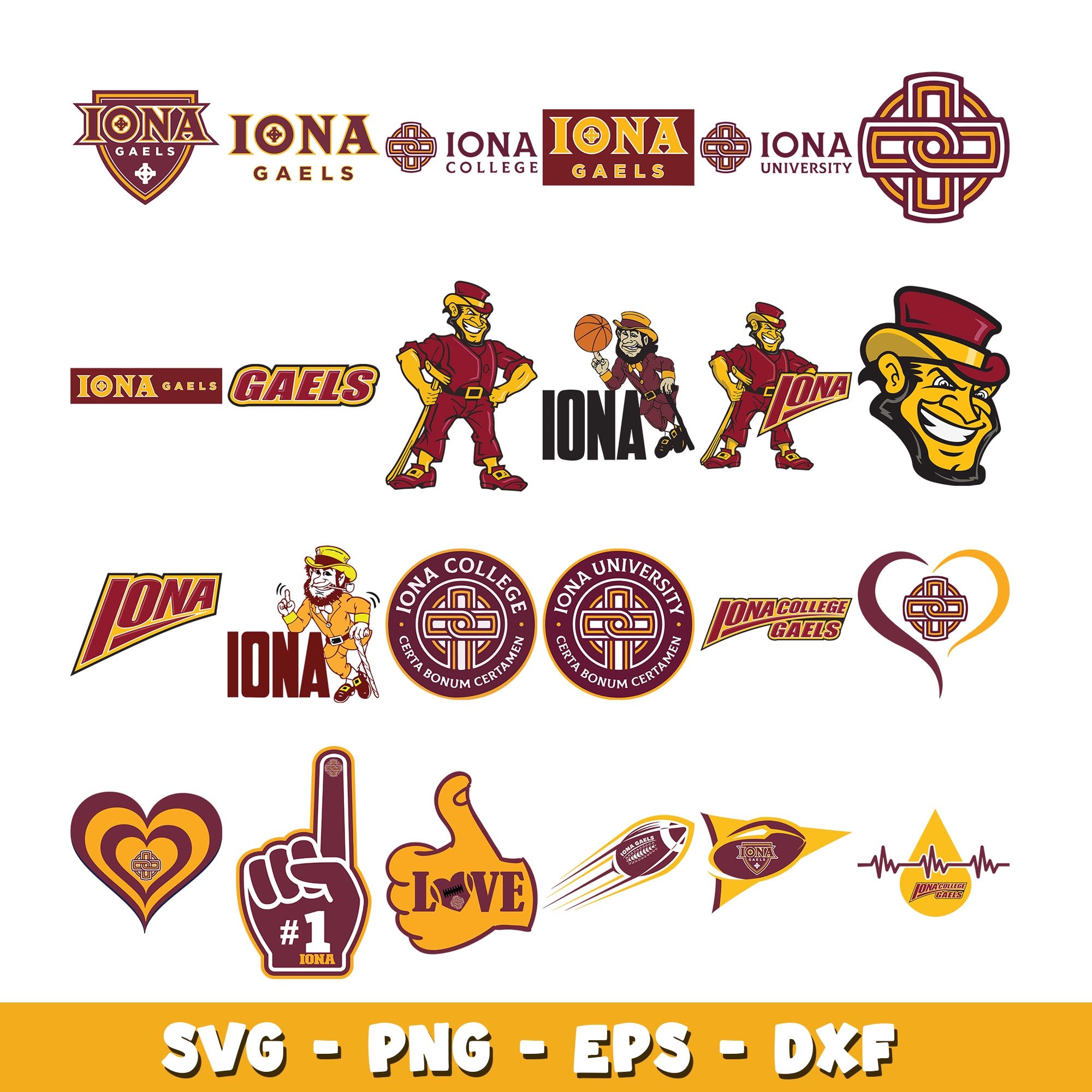 iona gaels Bundle svg, iona gaels logo svg, ncaa svg – DreamSVG Store