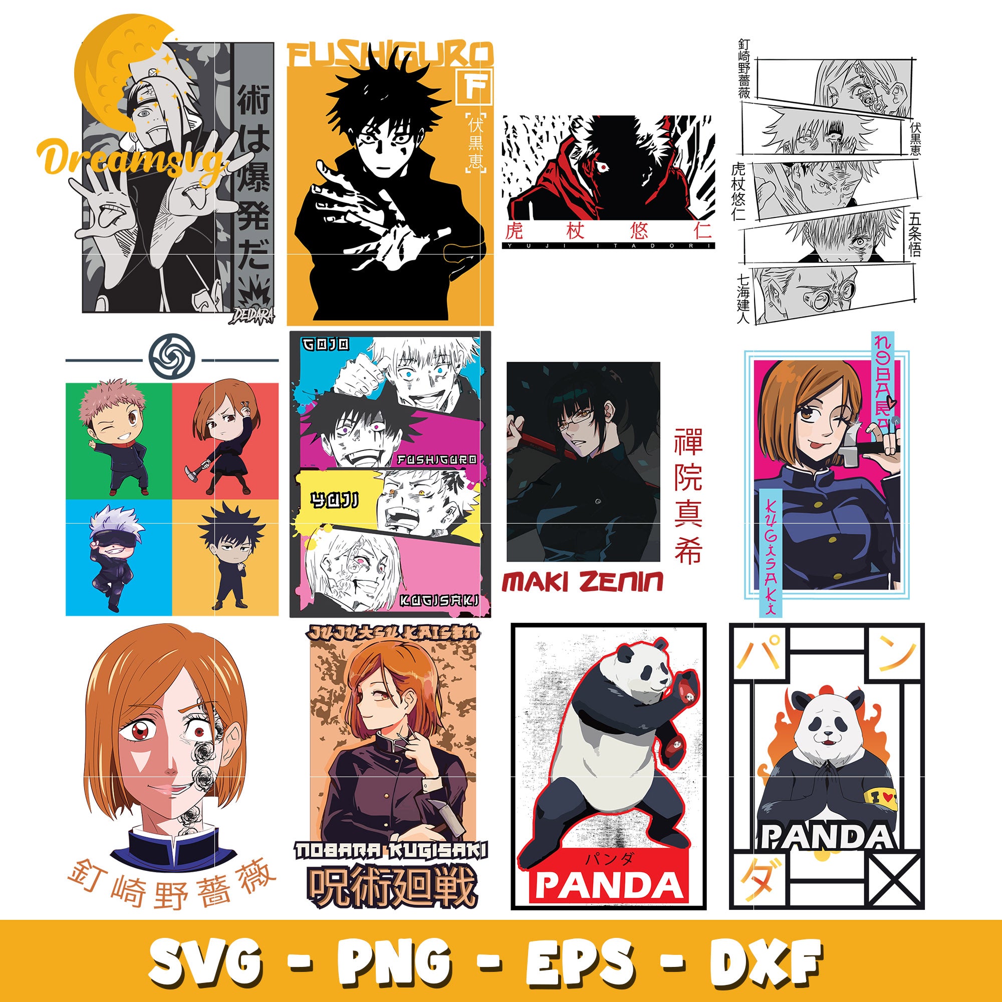 Jujutsu kaisen characters name design bundle svg, jujutsu kaisen svg ...