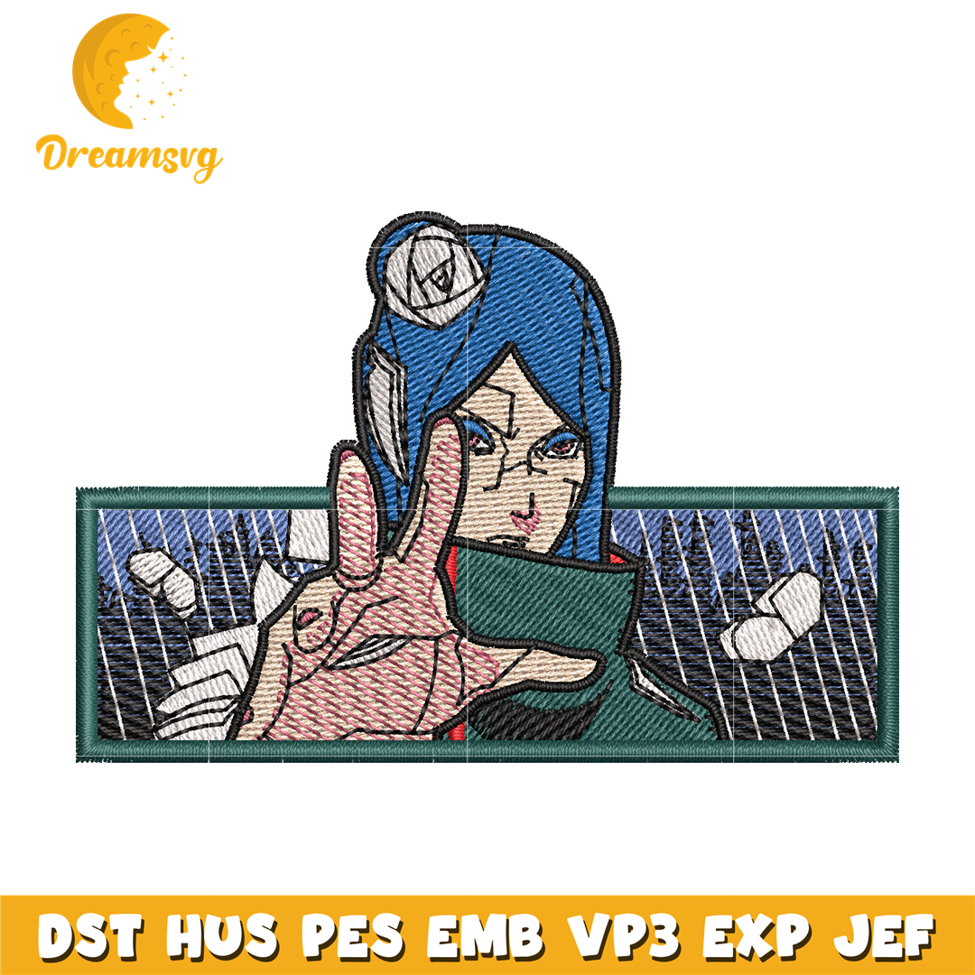Konan frame embroidery design, Naruto embroidery