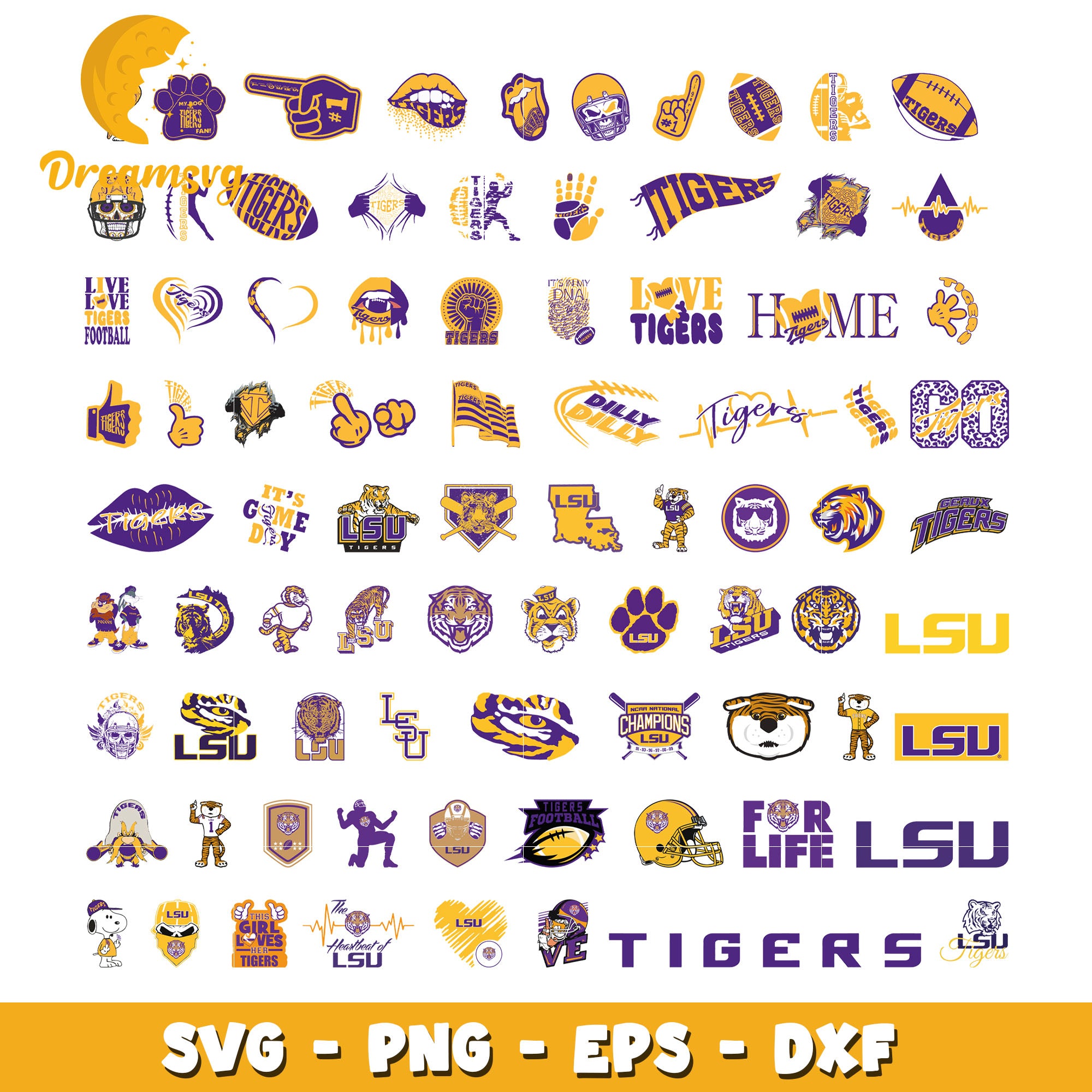 lsu tigers logo design bundle svg, lsu tigers football svg – DreamSVG Store