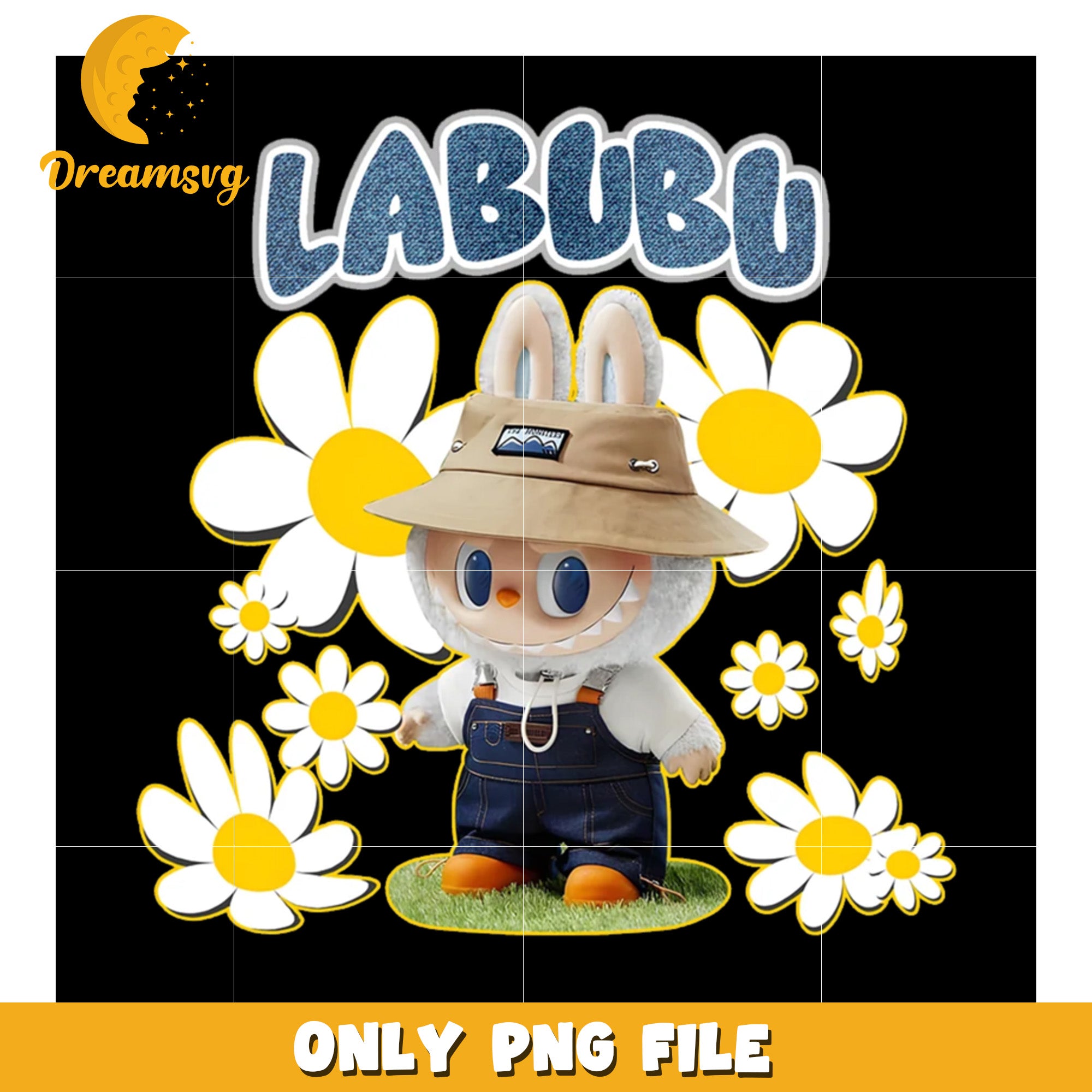 Labubu Bunny PNG, Daisy Flowers, Cute Cartoon, Only PNG File – DreamSVG ...
