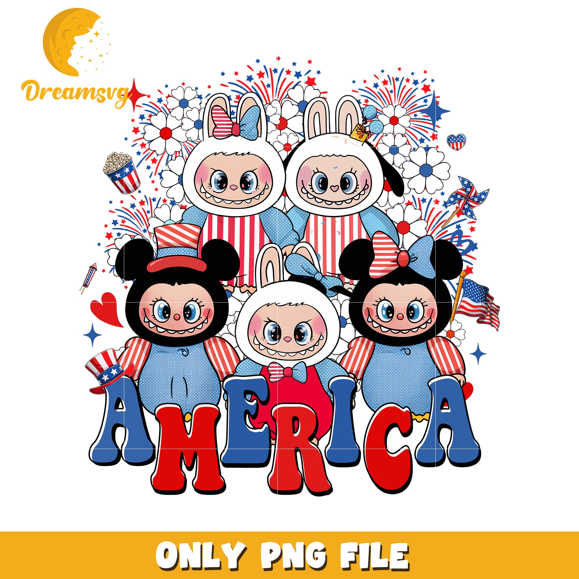 Labubu america design png, patriotic labubu artwork png, cute labubu i ...